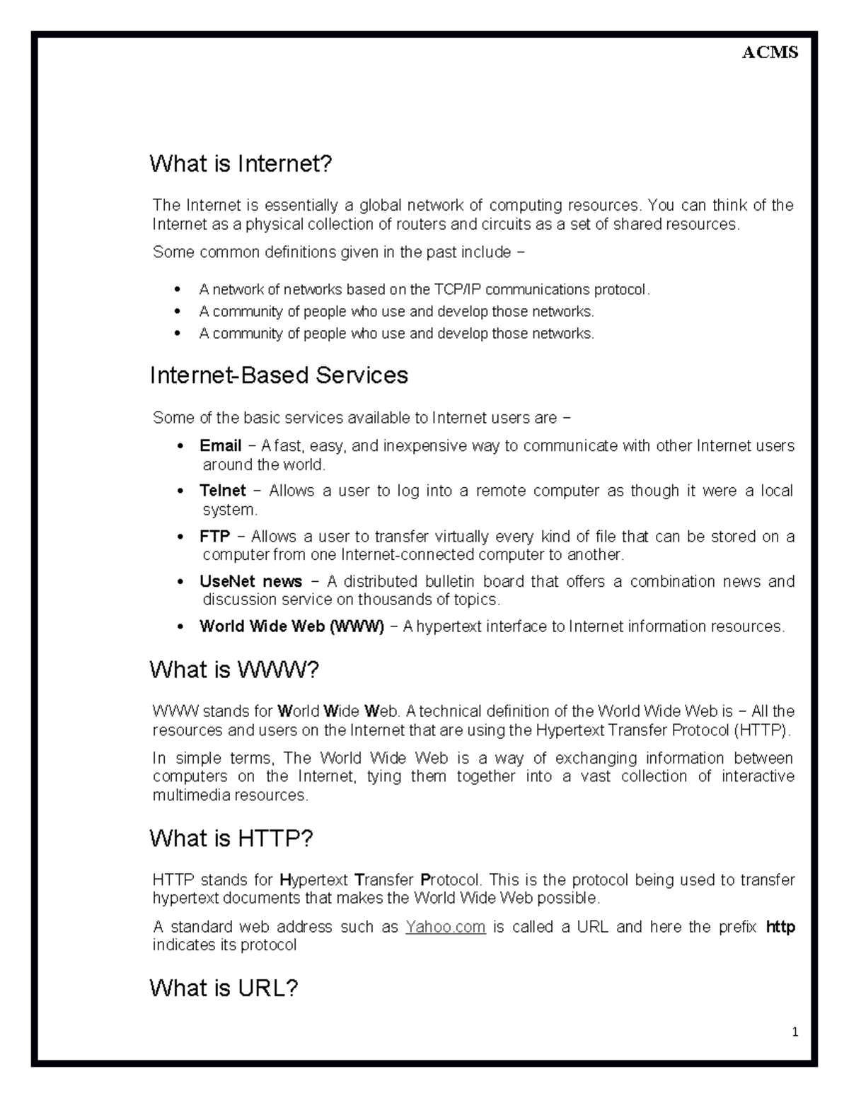 Htmlnotes AND CSS NEW12 - What is Internet? The Internet is essentially ...