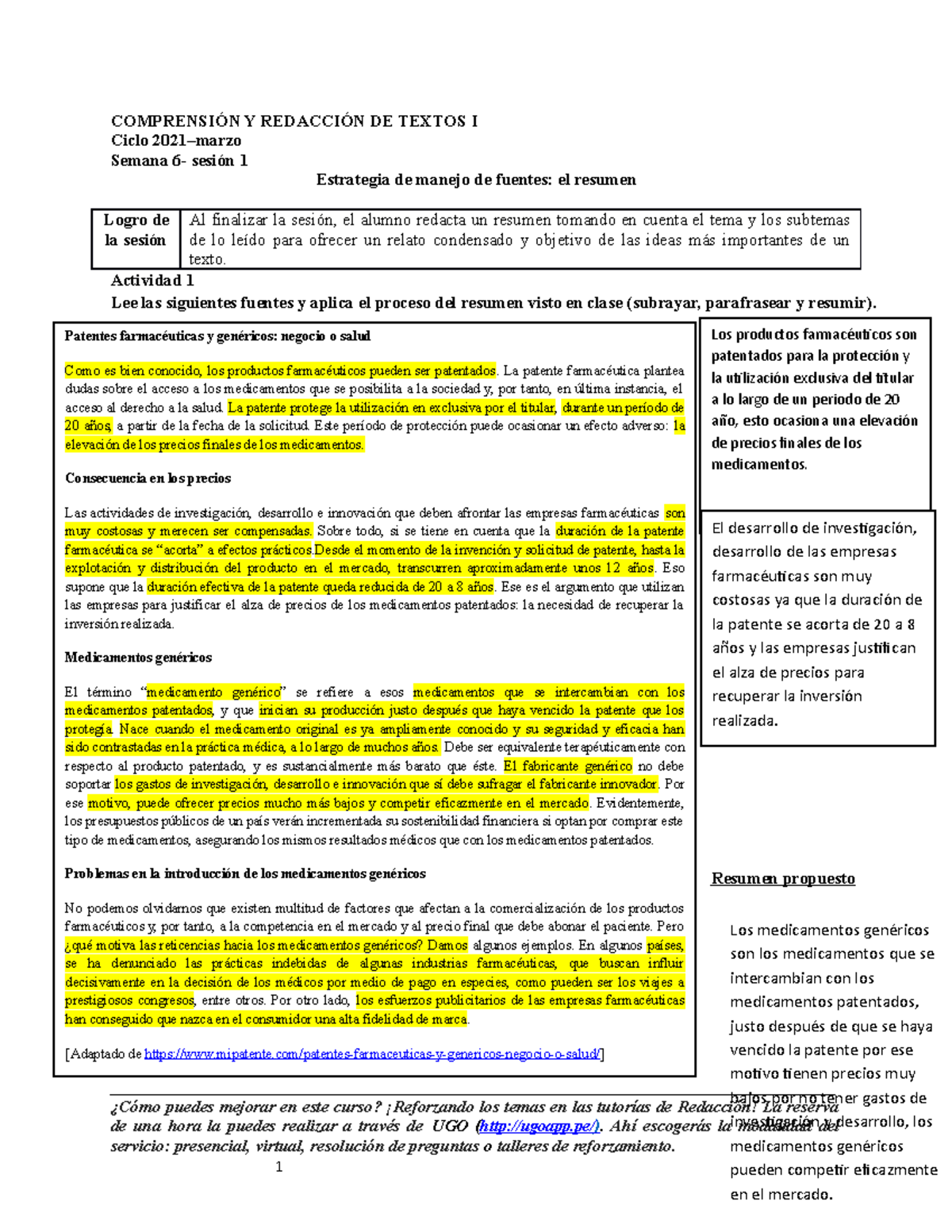 S06.s1 Material de clase (resumen) 2021-marzo - COMPRENSIÓN Y REDACCIÓN ...