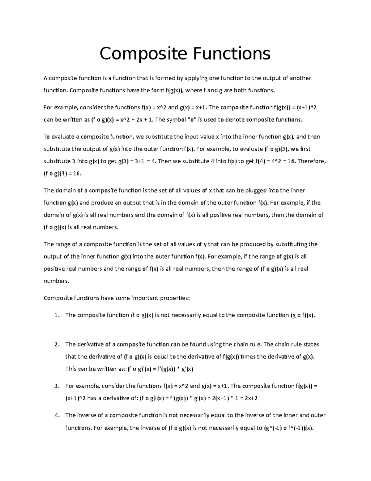 Composite Functions Composite Functions Have The Form F G X Where
