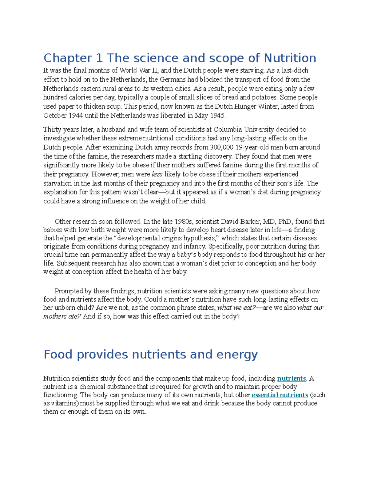 Chapter 1 The science and scope of Nutrition - Chapter 1 The science ...
