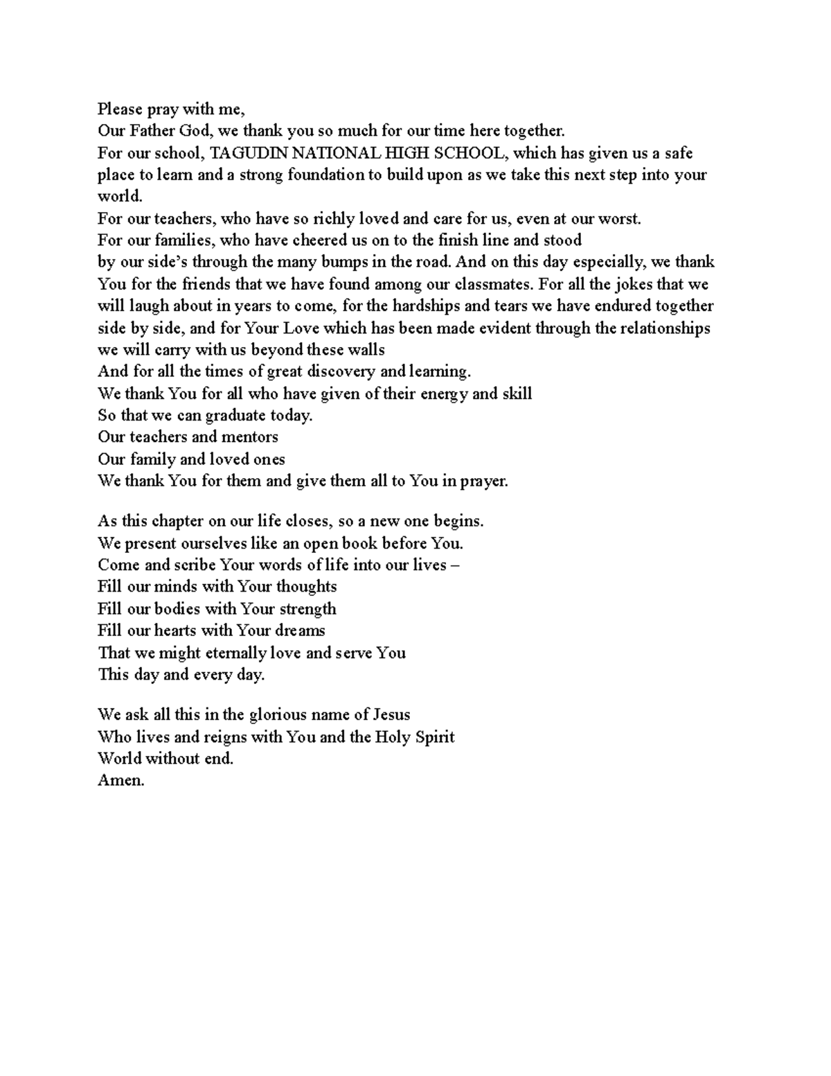 Speech - BROWSING - Please pray with me, Our Father God, we thank you ...