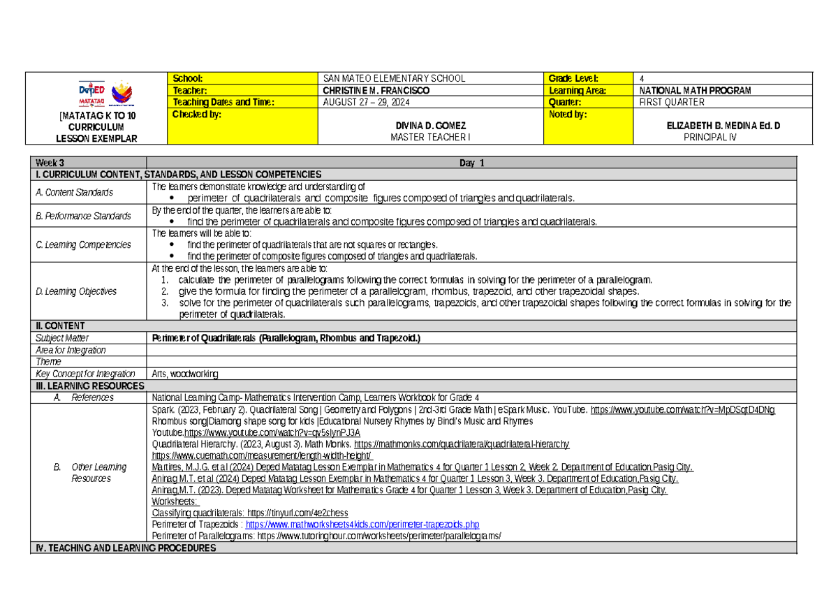 Cmfrancisco NMP WK2 AUG27-29 - [MATATAG K TO 10 CURRICULUM LESSON ...