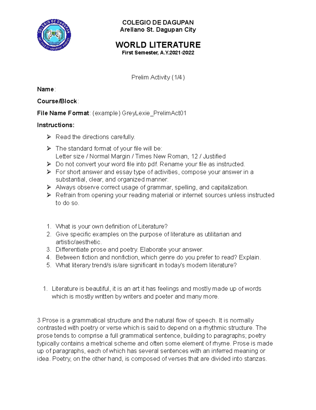 Prelim Activity 1 4 - Lecture notes 12 - Business Administration - CDD ...