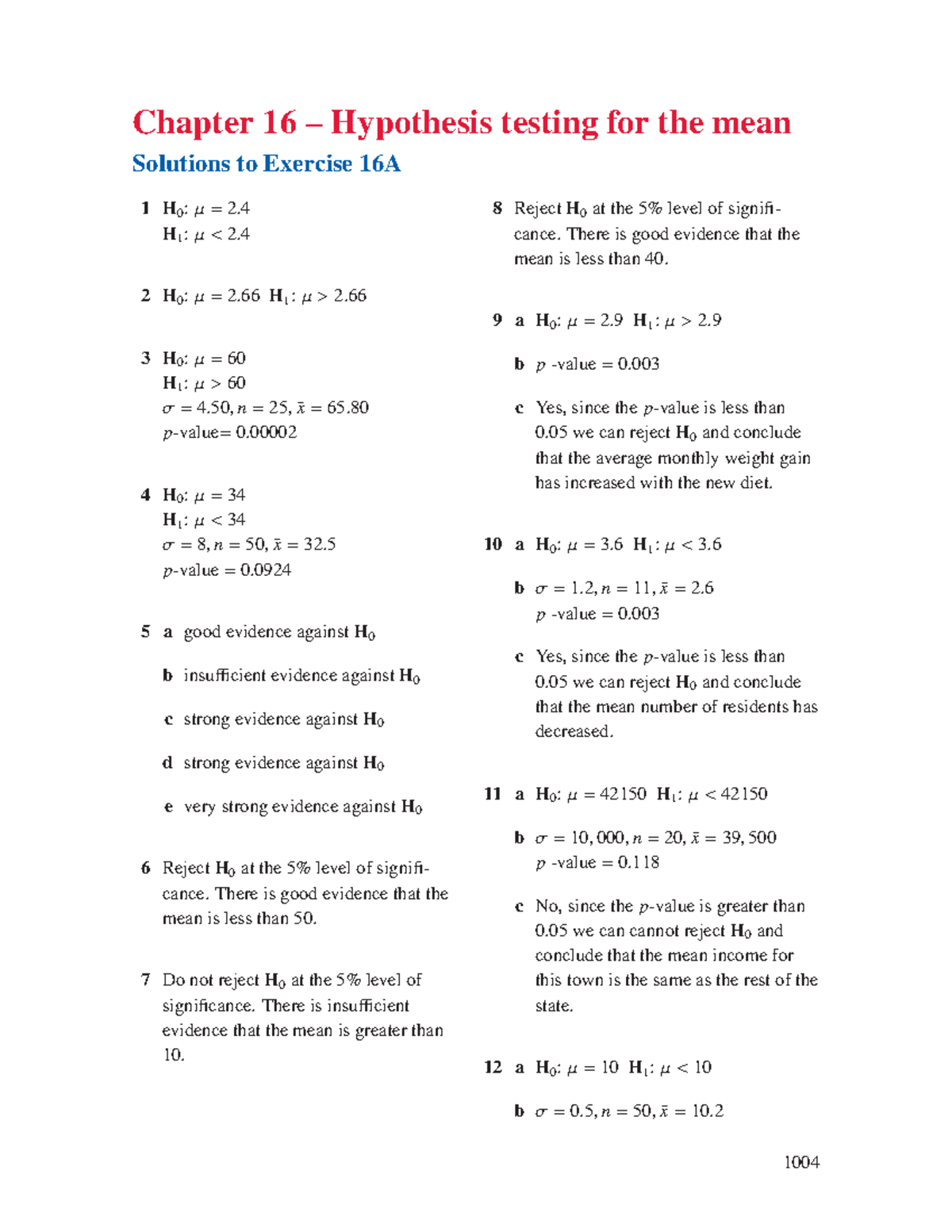 Chapter 16 worked solutions - Chapter 16 – Hypothesis testing for the ...