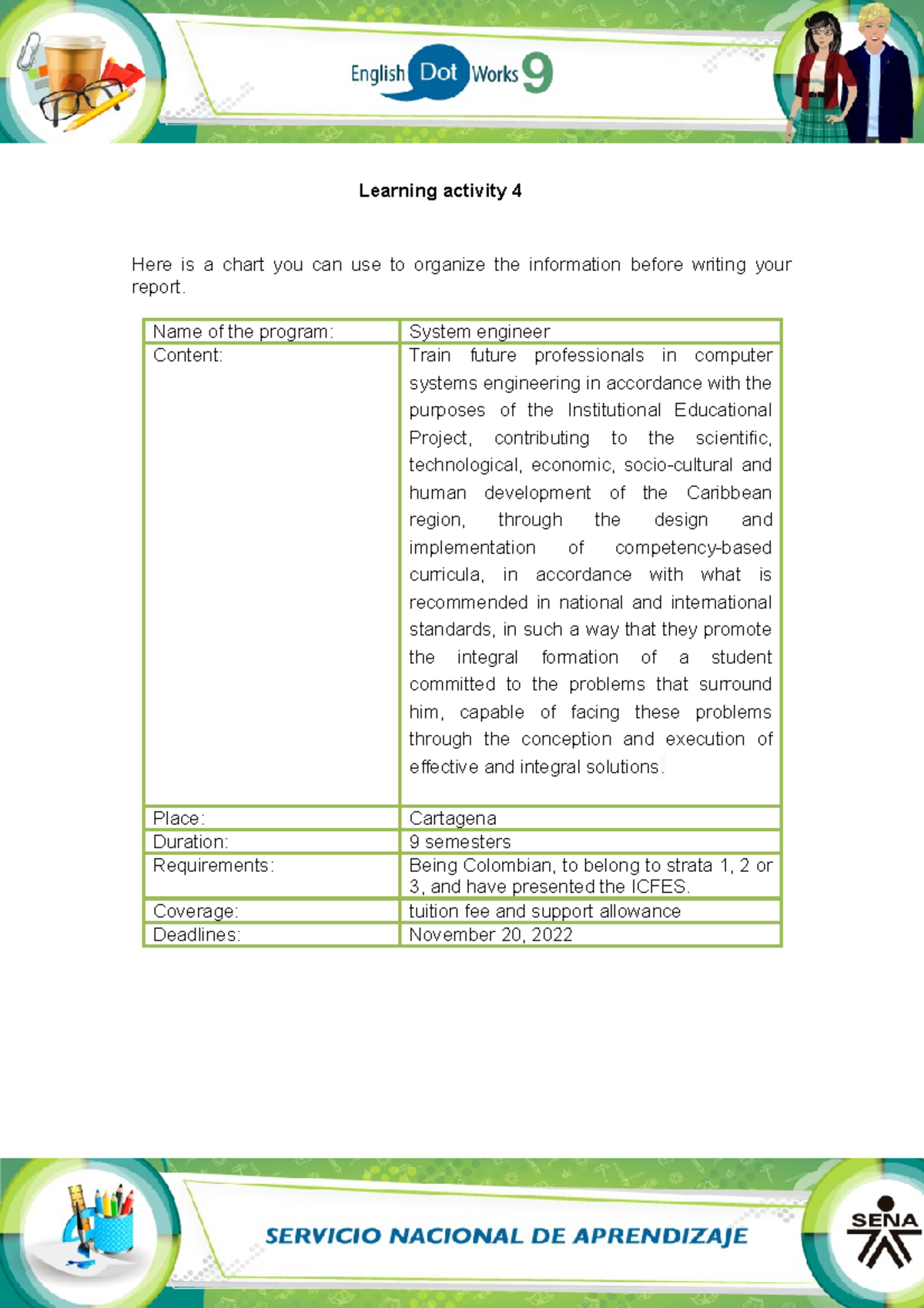 Evidence. A scholarship for me - Learning activity 4 Here is a chart you can use to organize the ...