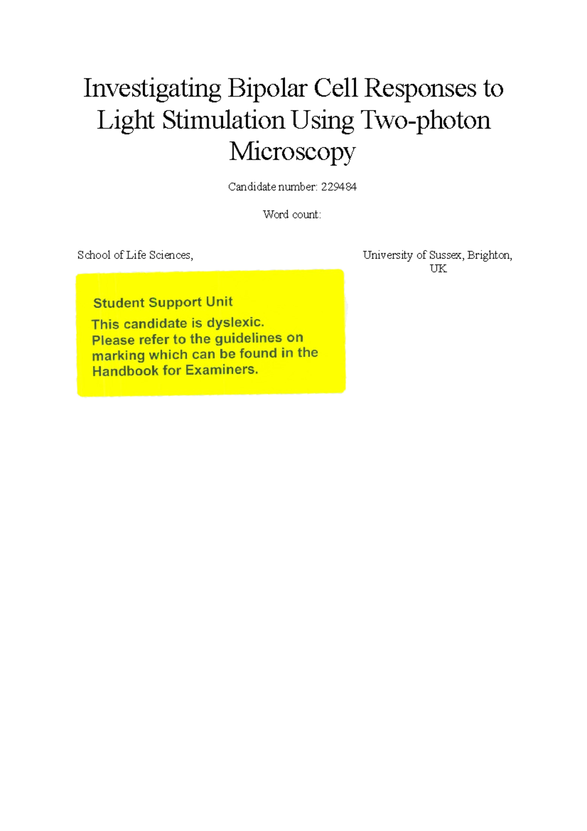 Investigating Bipolar Cell Responses to Light Stimulation Using Two ...