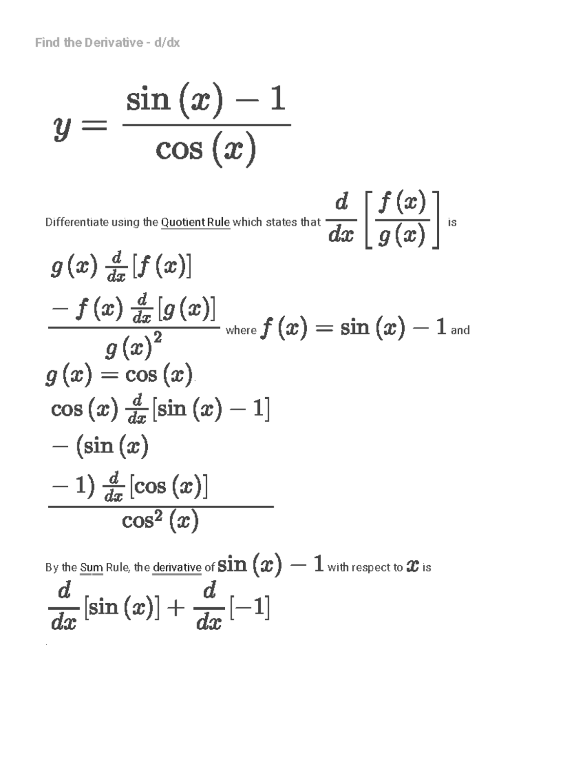 Mathway Calculus Problem Solver Find The Derivative D dx