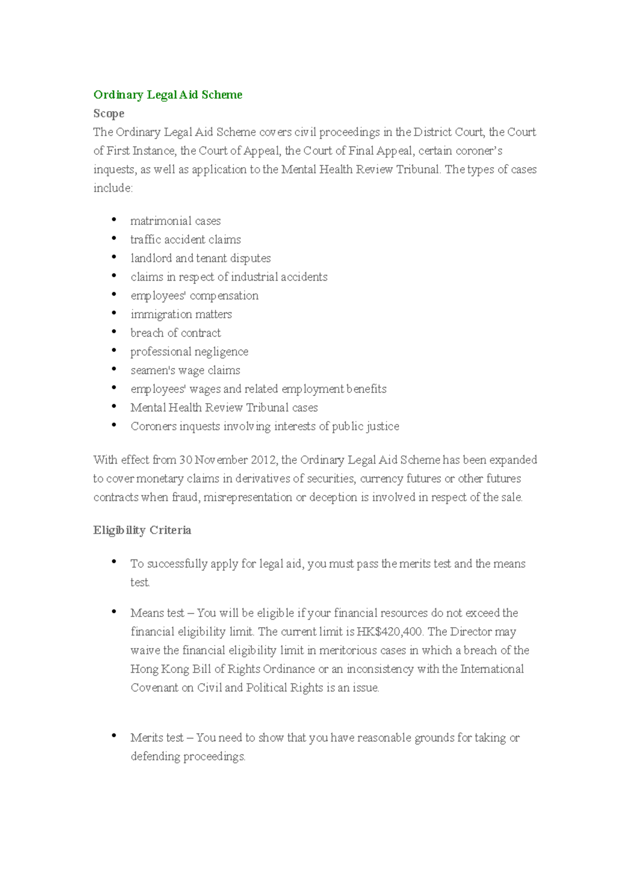 Reference Ordinary Legal Aid Schemes 2020 - Ordinary Legal Aid Scheme ...