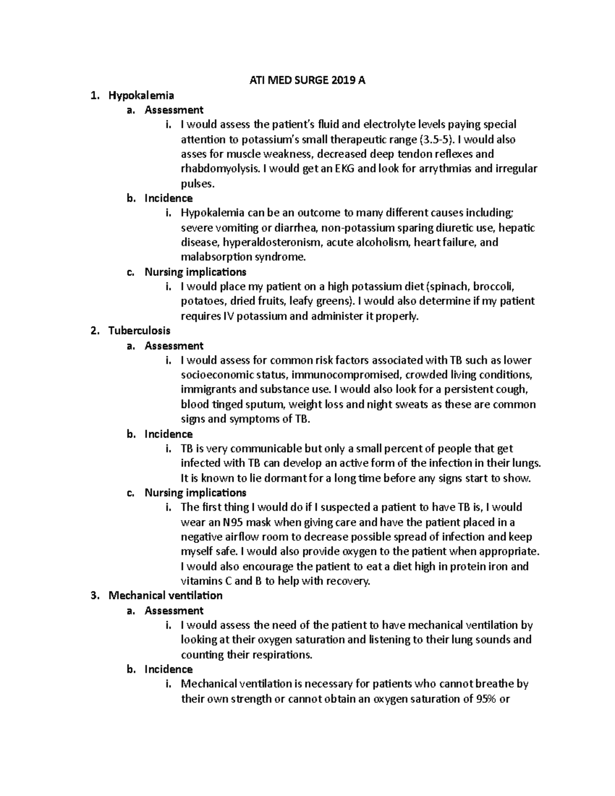 ATI MED Surge 2019 A - ATI focused review. Includes 3 topics ...