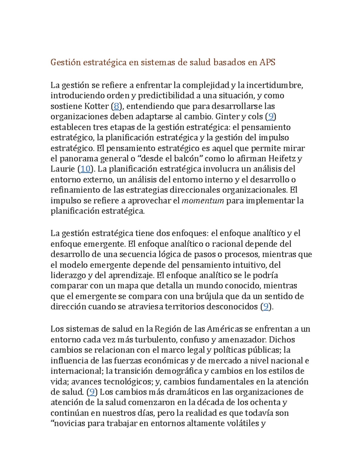 Gestión estratégica en sistemas de salud basados en APS - Gestión estratégica en sistemas de ...