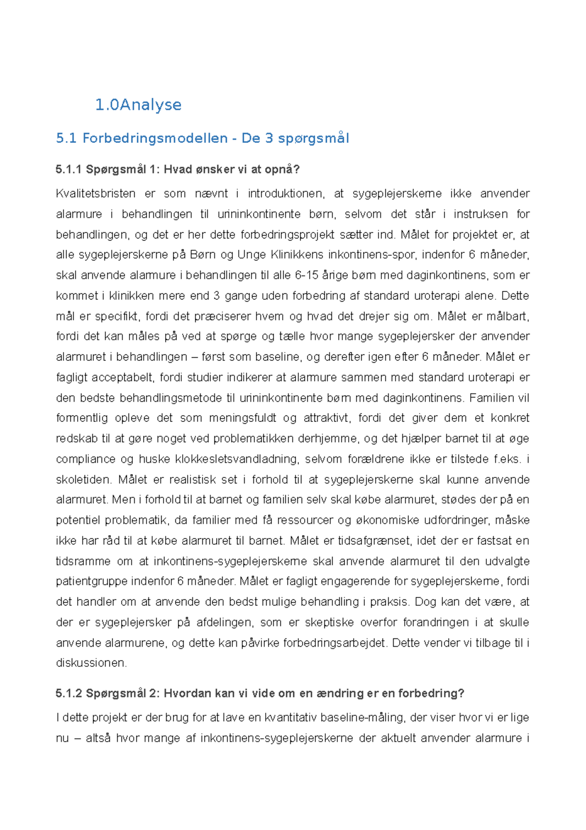 Eksempel på analyseafsnit jf Forbedringsmodellen - 1 5 ...