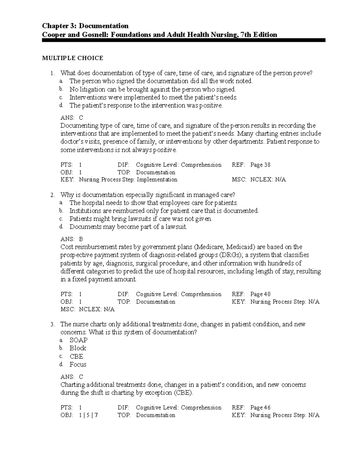 Ch 3 - ch 3 - Chapter 3: Documentation Cooper and Gosnell: Foundations ...