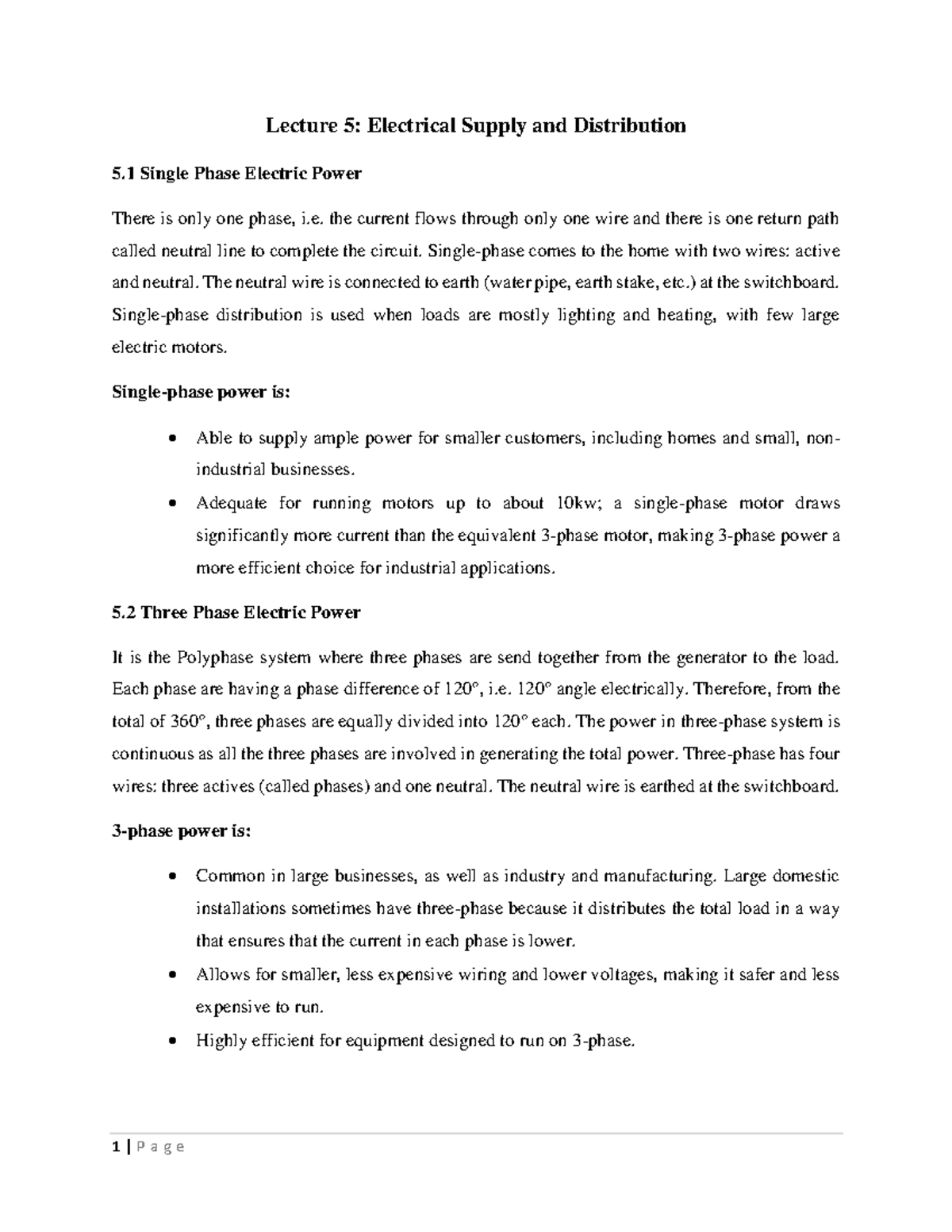 Lecture 5 Electrical Supply and Distribution Degree - Lecture 5 ...