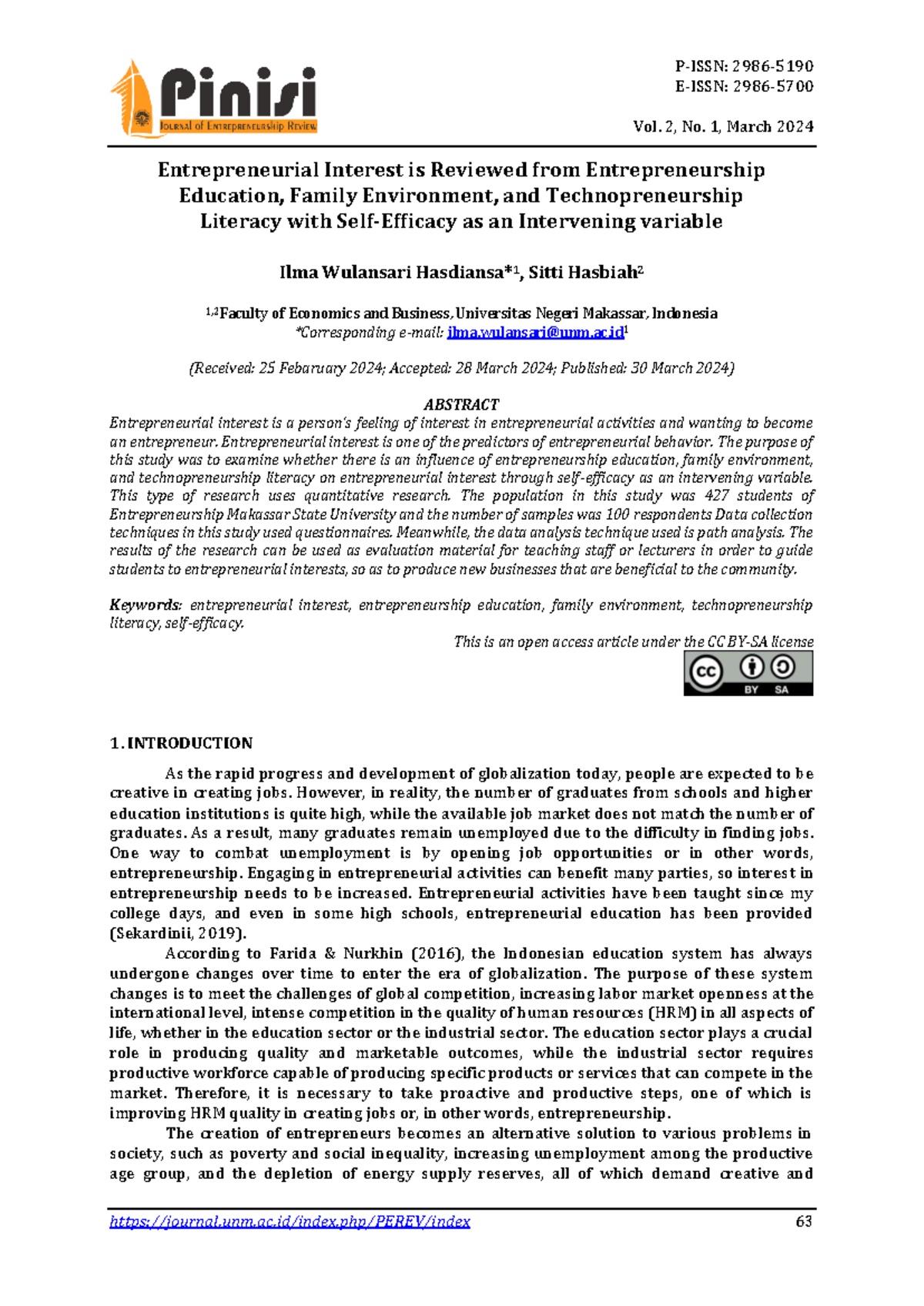 Entrepreneurial Interest is Reviewed from Entrepre - E-ISSN: 2986 ...