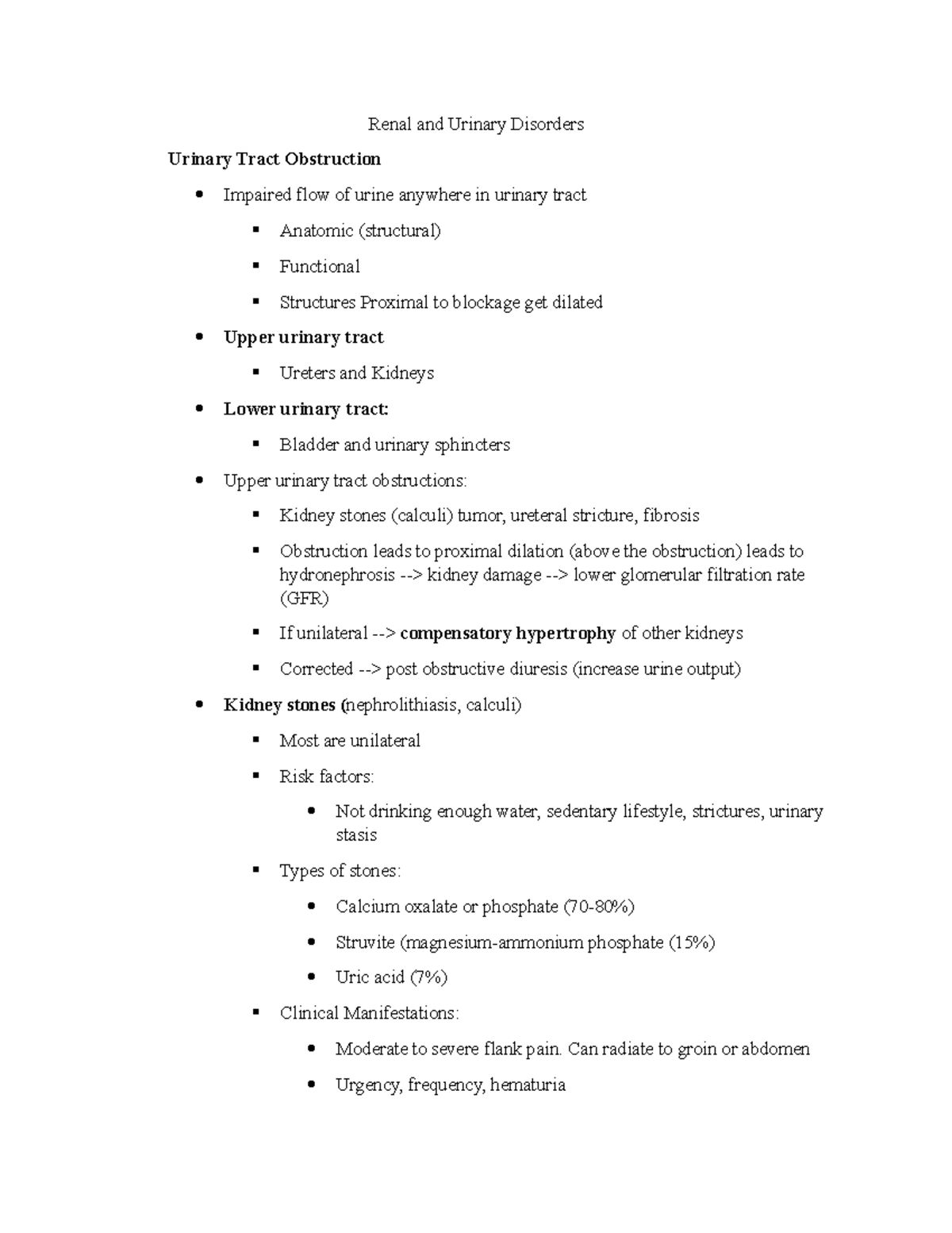 Renal and Urinary Disorders - Renal and Urinary Disorders Urinary Tract ...