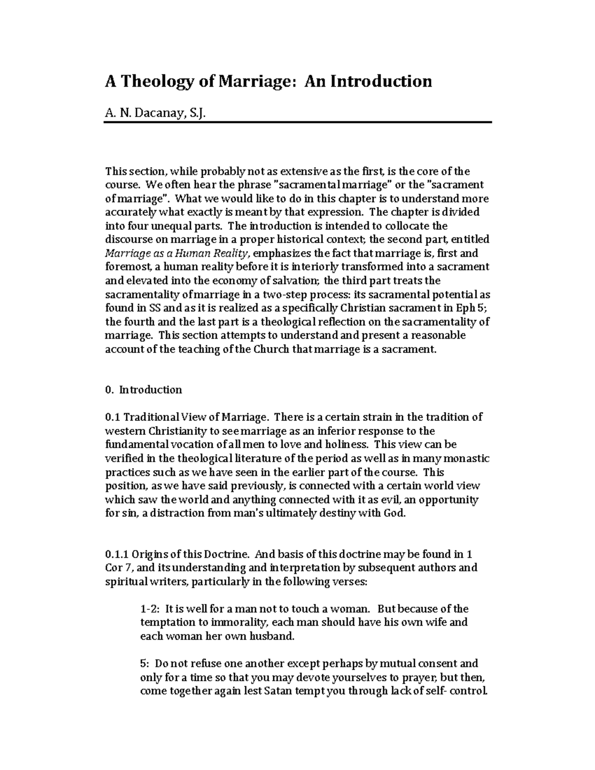 1 Theological Introduction to Marriage - A Theology of Marriage: An ...