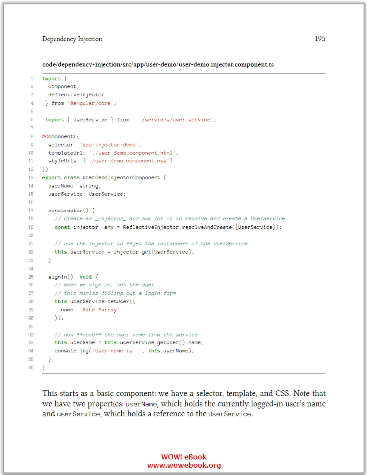 Angualar 11 ng book - sf all practical - Dependency Injection 195 1 import 2 Component, 3 - Studocu