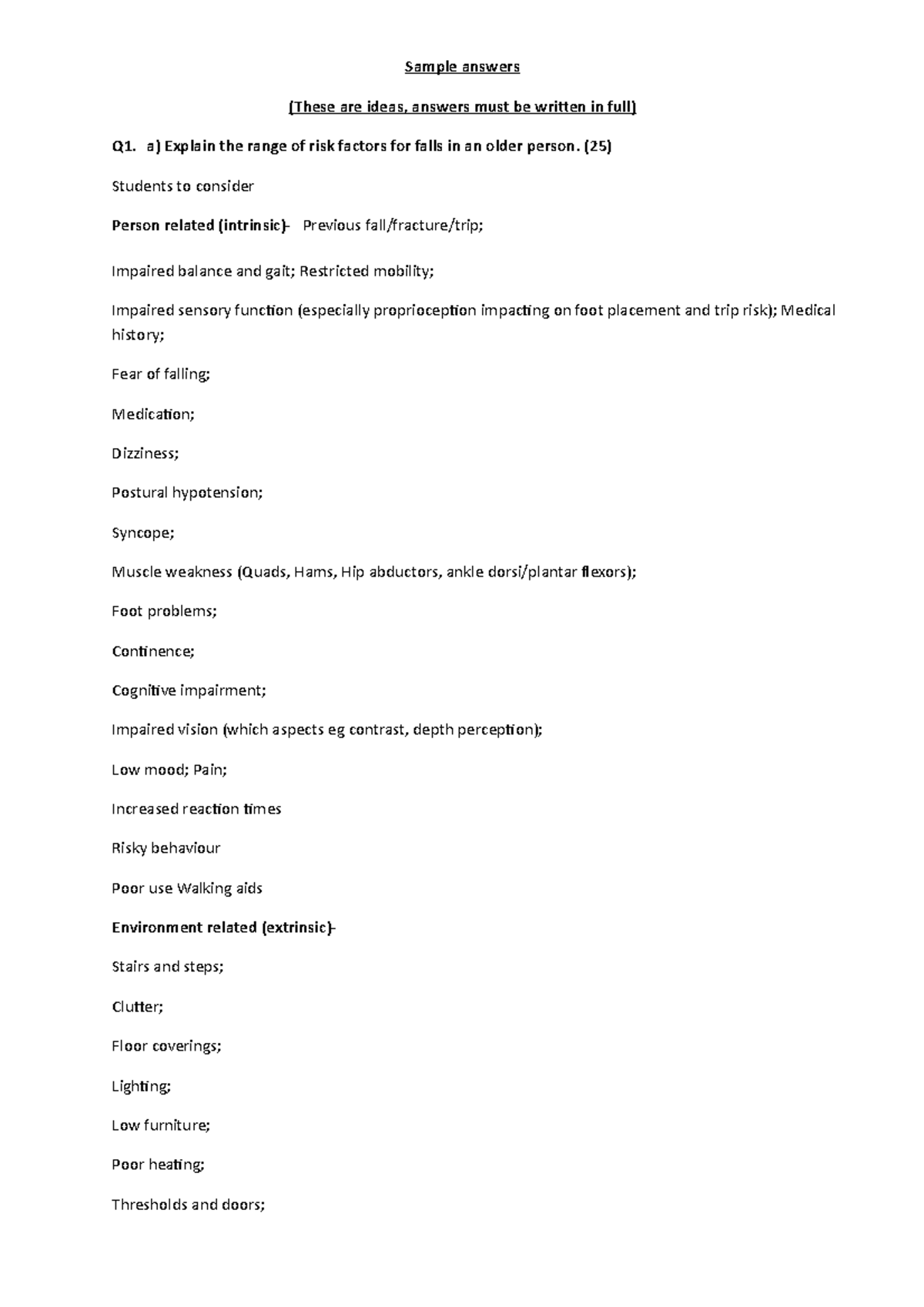 Sample/practice exam 2015, questions and answers - Sample answers ...