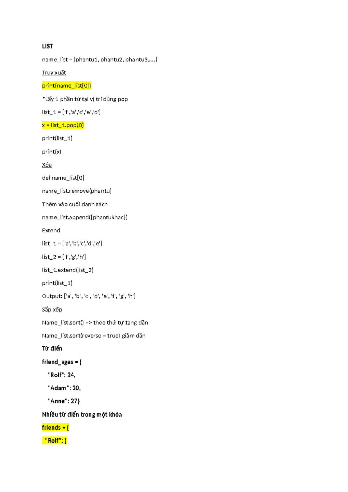 Lệnh - Nice code - LIST name_list = [phantu1, phantu2, phantu3 ...