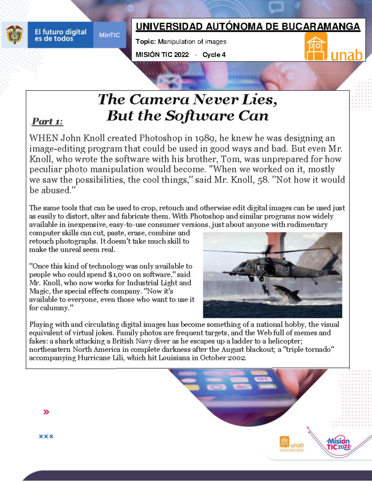 Weeks 3-4The Camera Never Lies - Article - The Camera Never Lies, But ...