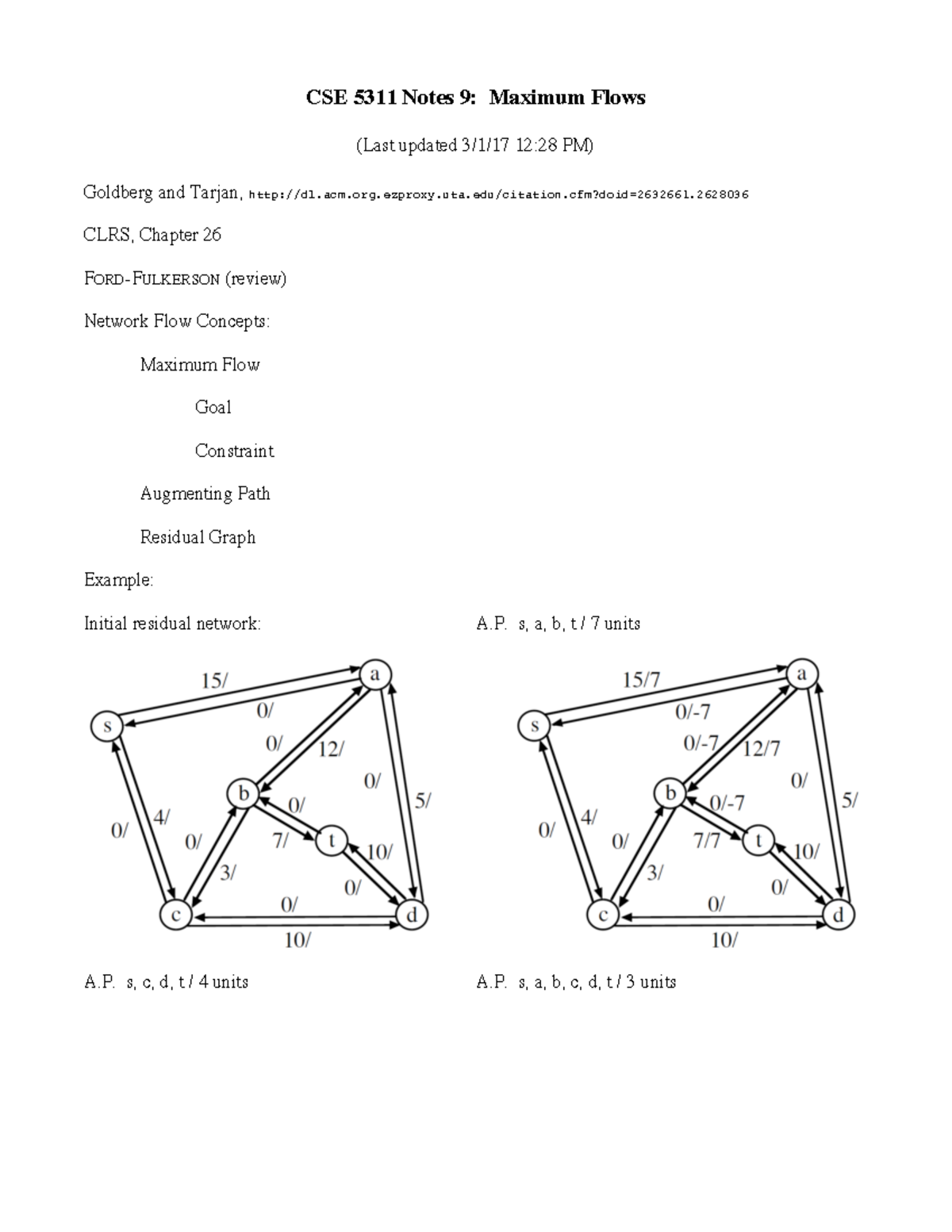 Notes 09 - Maximum Flows - CSE 5311 Notes 9: Maximum Flows (Last ...