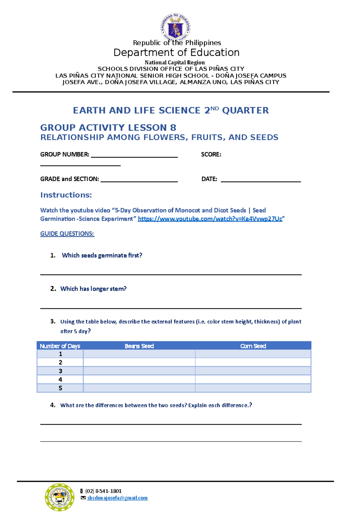 CELLULAR RESPIRATION Group Activity Lesson 8 - Republic of the ...