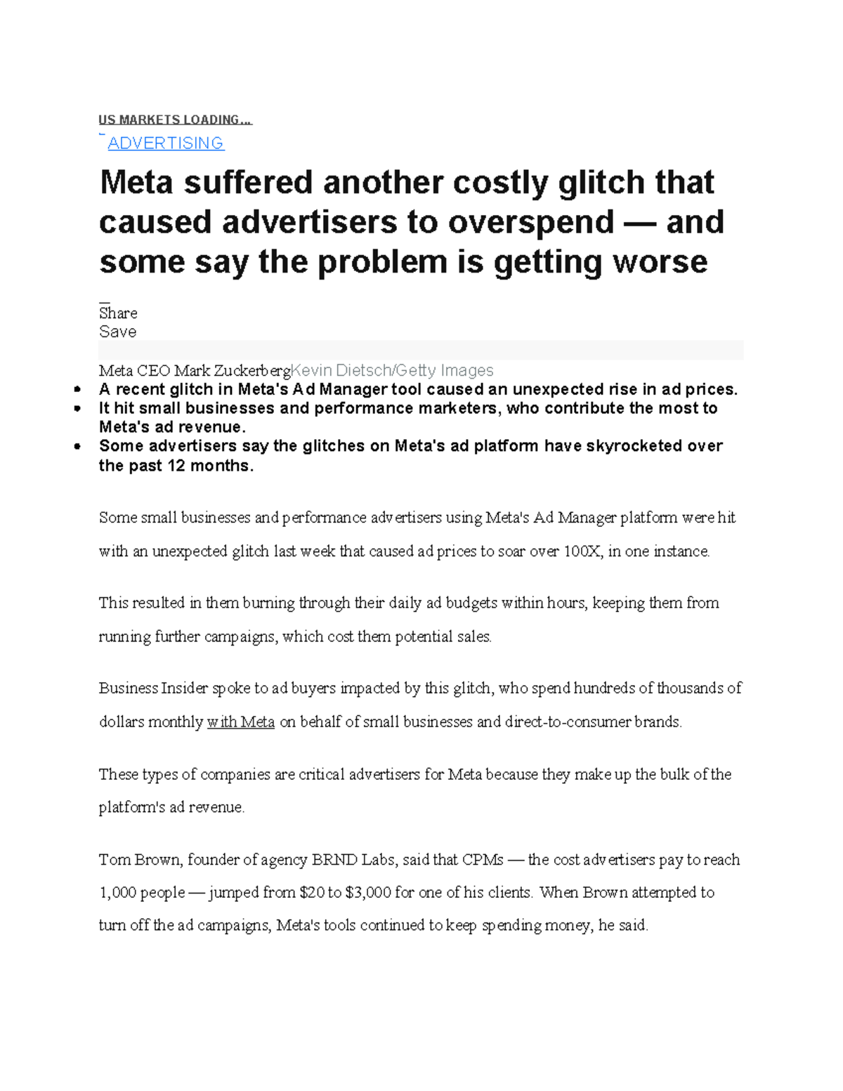 Business insider article - US MARKETS LOADING... Premium ADVERTISING ...