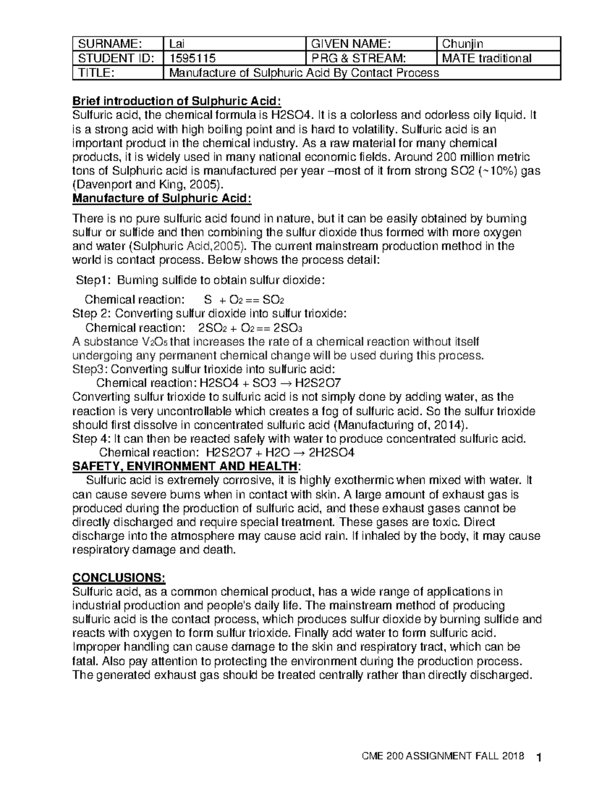 CME 2001 - class outline - CME 200 ASSIGNMENT FALL 2018 1 SURNAME: Lai ...