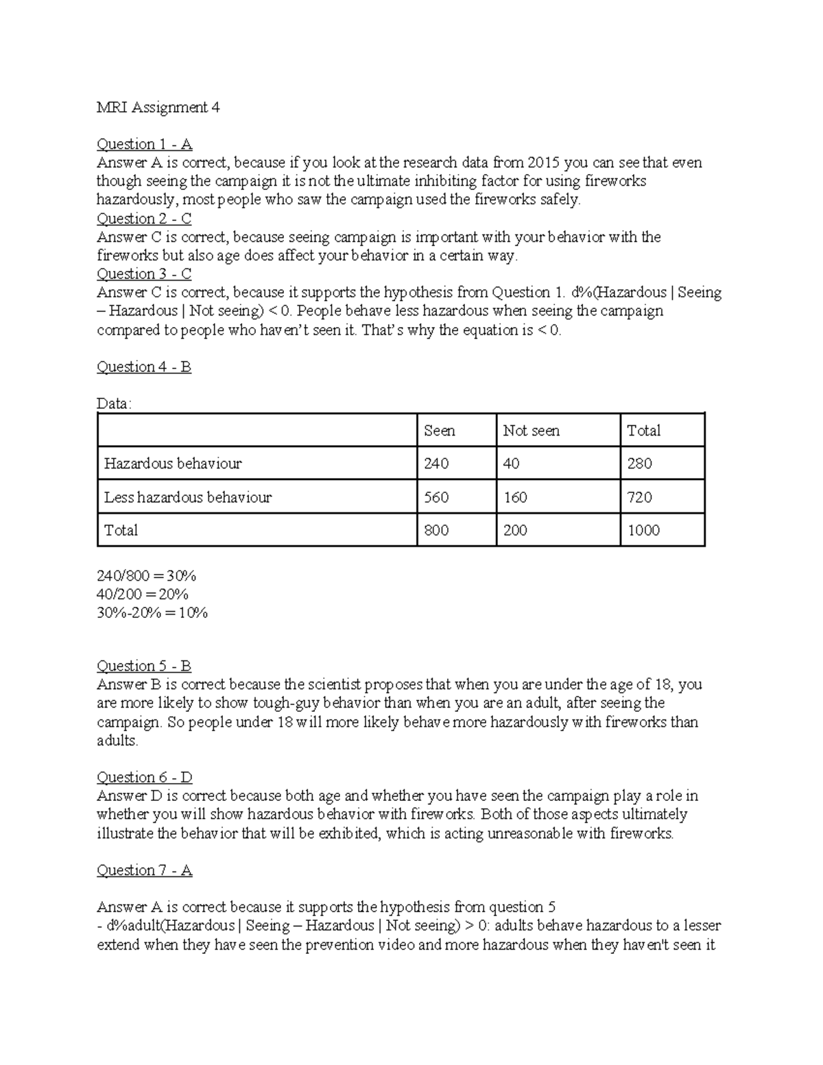 MRI Assignment 4 - Question 2 - C Answer C is correct, because seeing ...