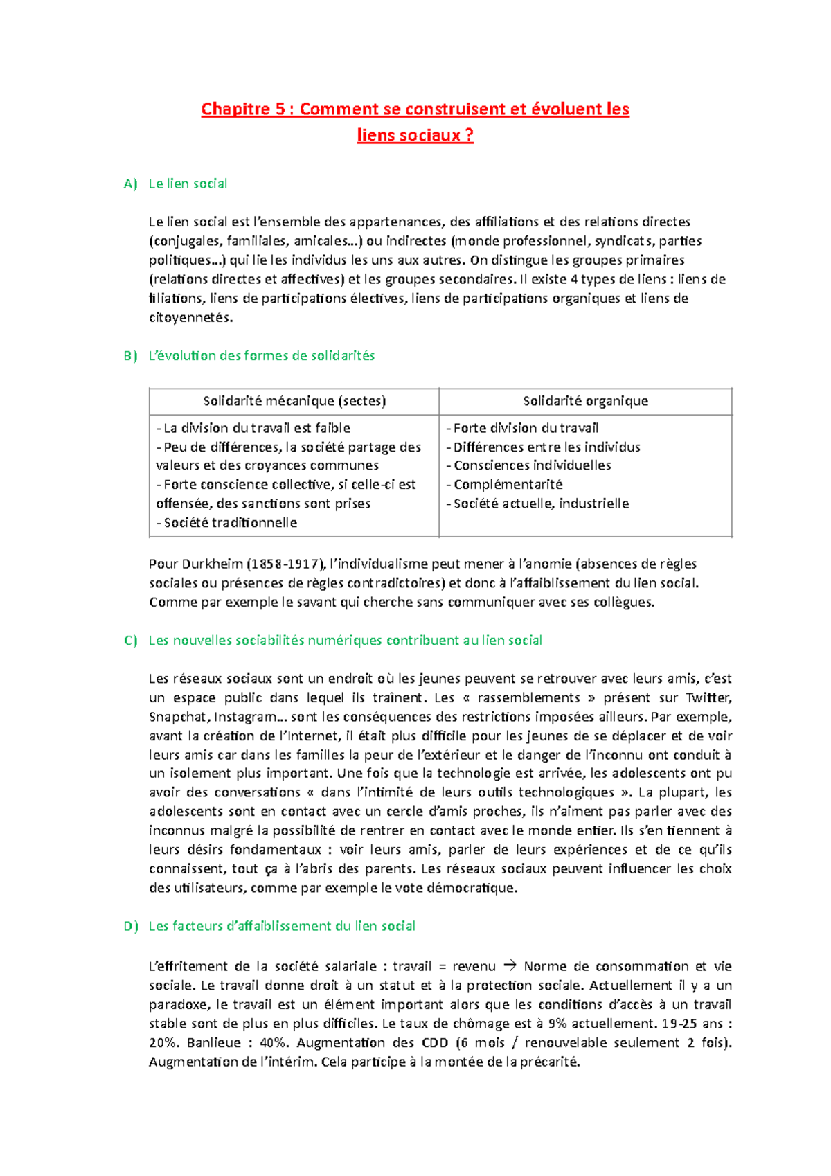 Construction et évolution des liens sociaux - Chapitre 5 : Comment se construisent et évoluent ...