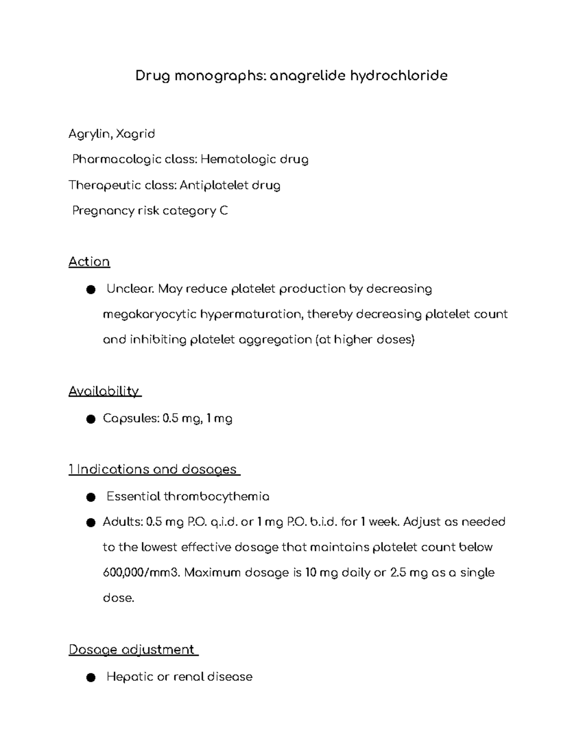 Drug monographs anagrelide hydrochloride - Drug monographs: anagrelide ...
