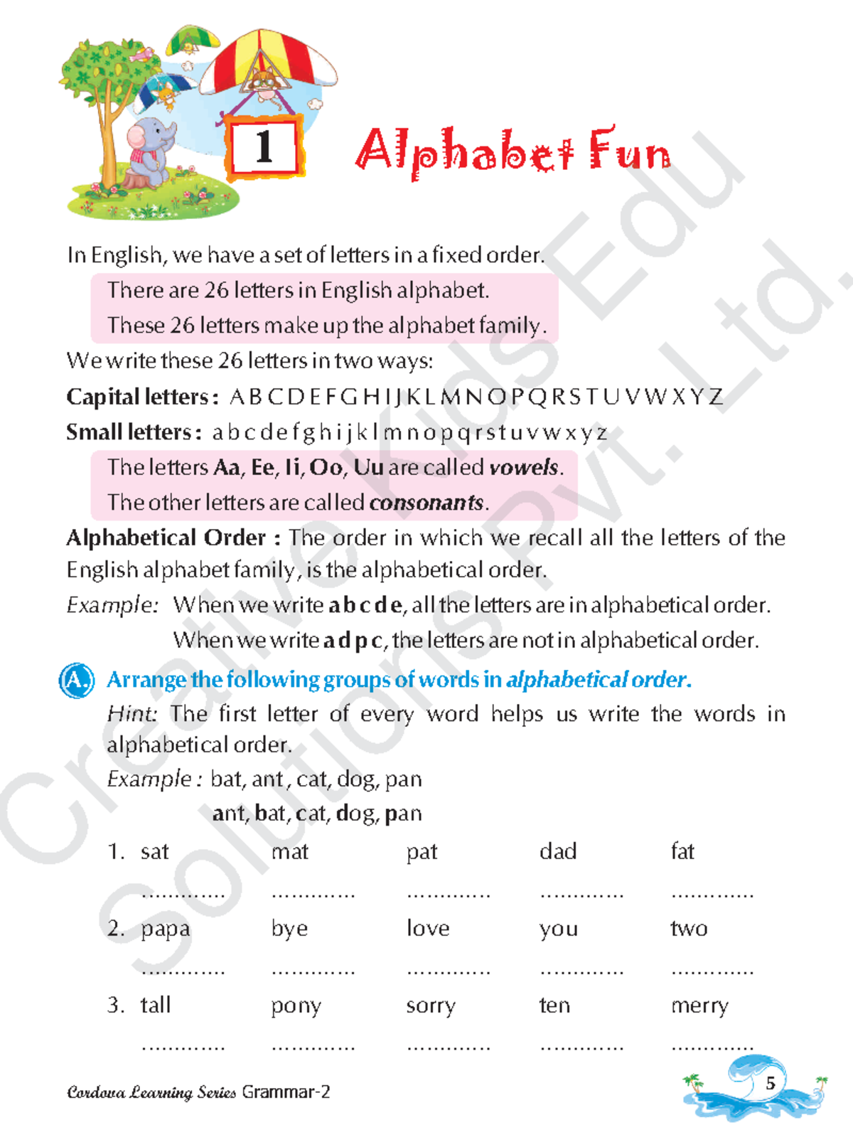 CH1 - test - Cordova Learning Series Grammar- Alphabet Fun In English ...