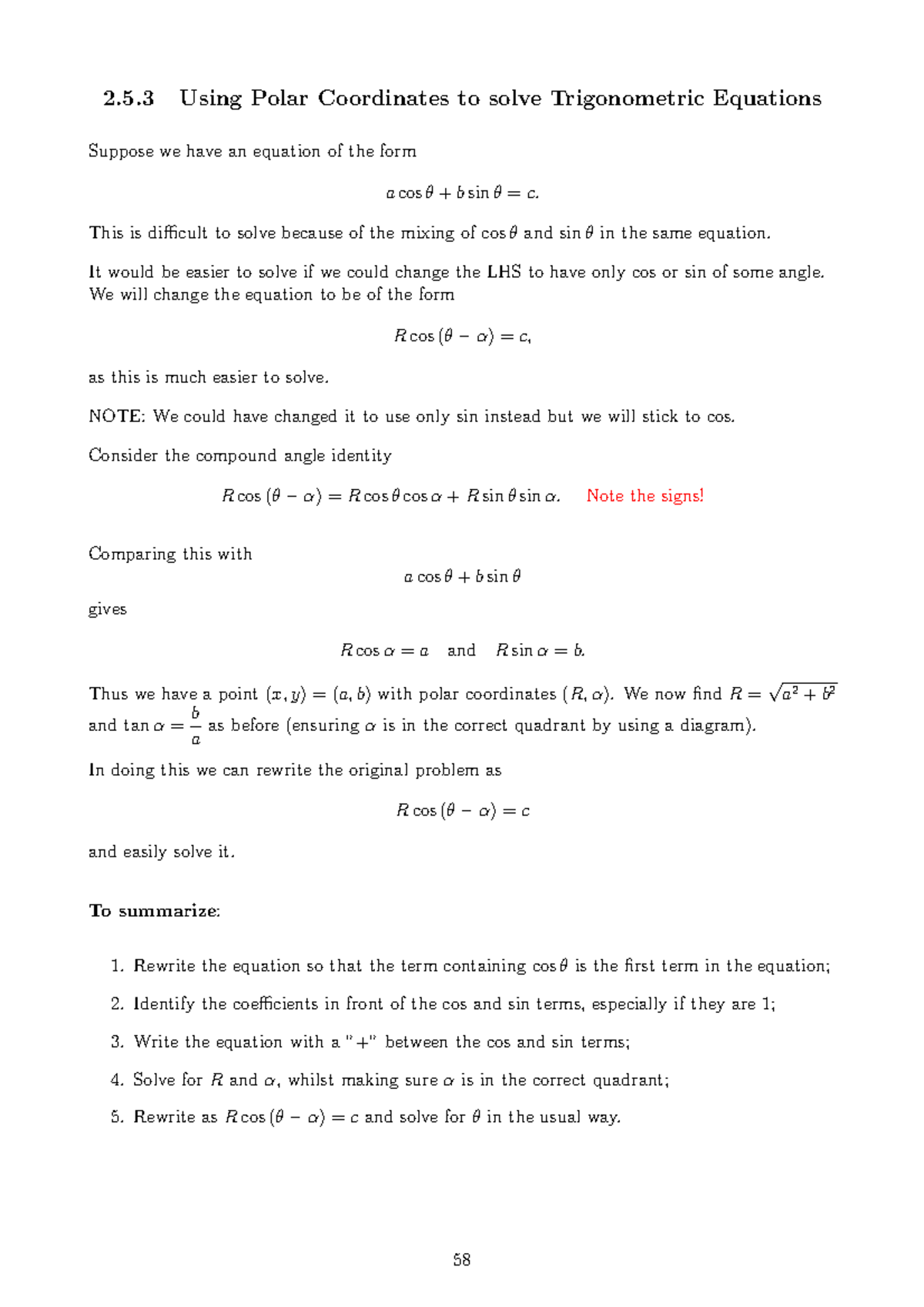 Week 5 Lecture 2.2 Algebra Section 2.5.3 Using Polar Coordinates to ...