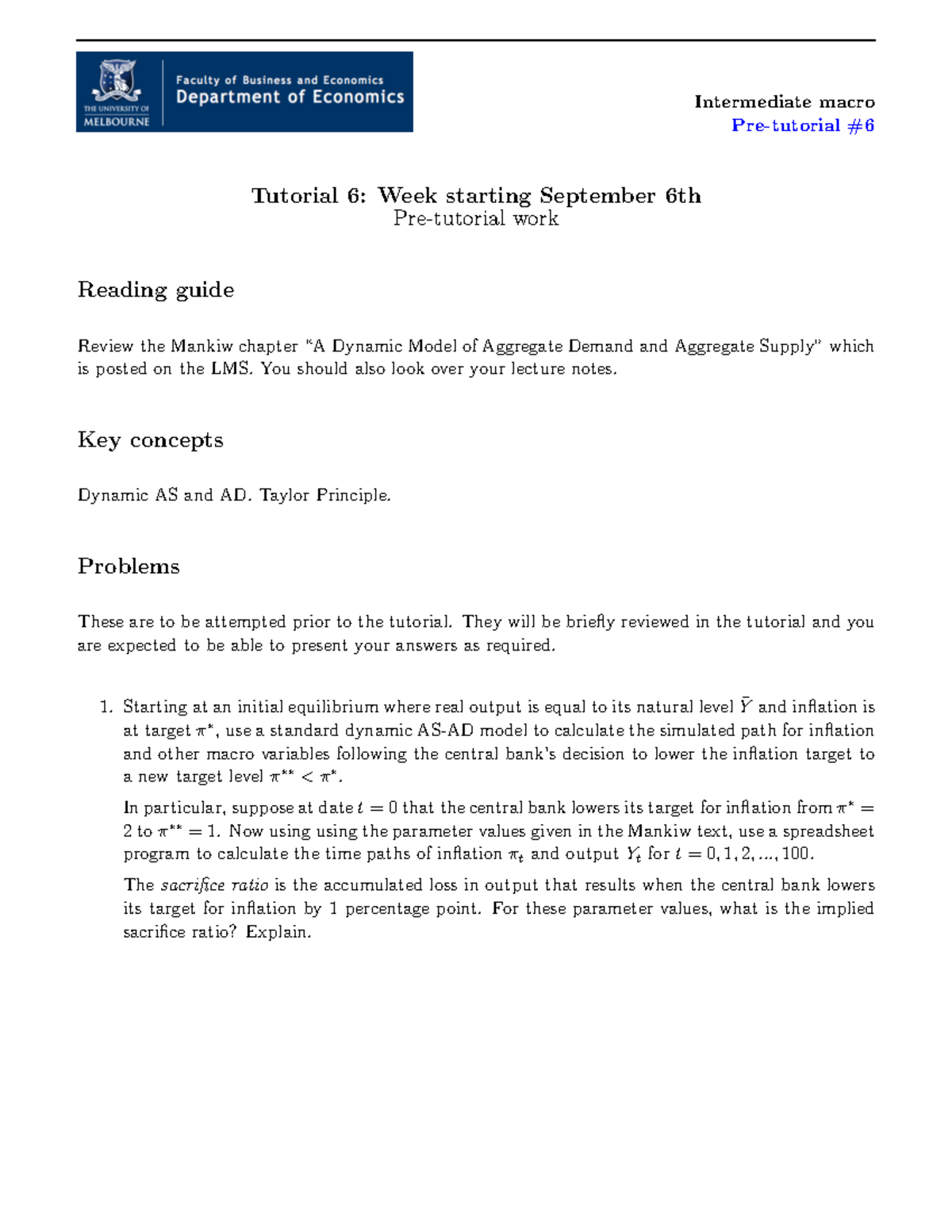 Pretutorial 6 - Intermediate macro Pre-tutorial # Tutorial 6: Week starting September 6th - Studocu