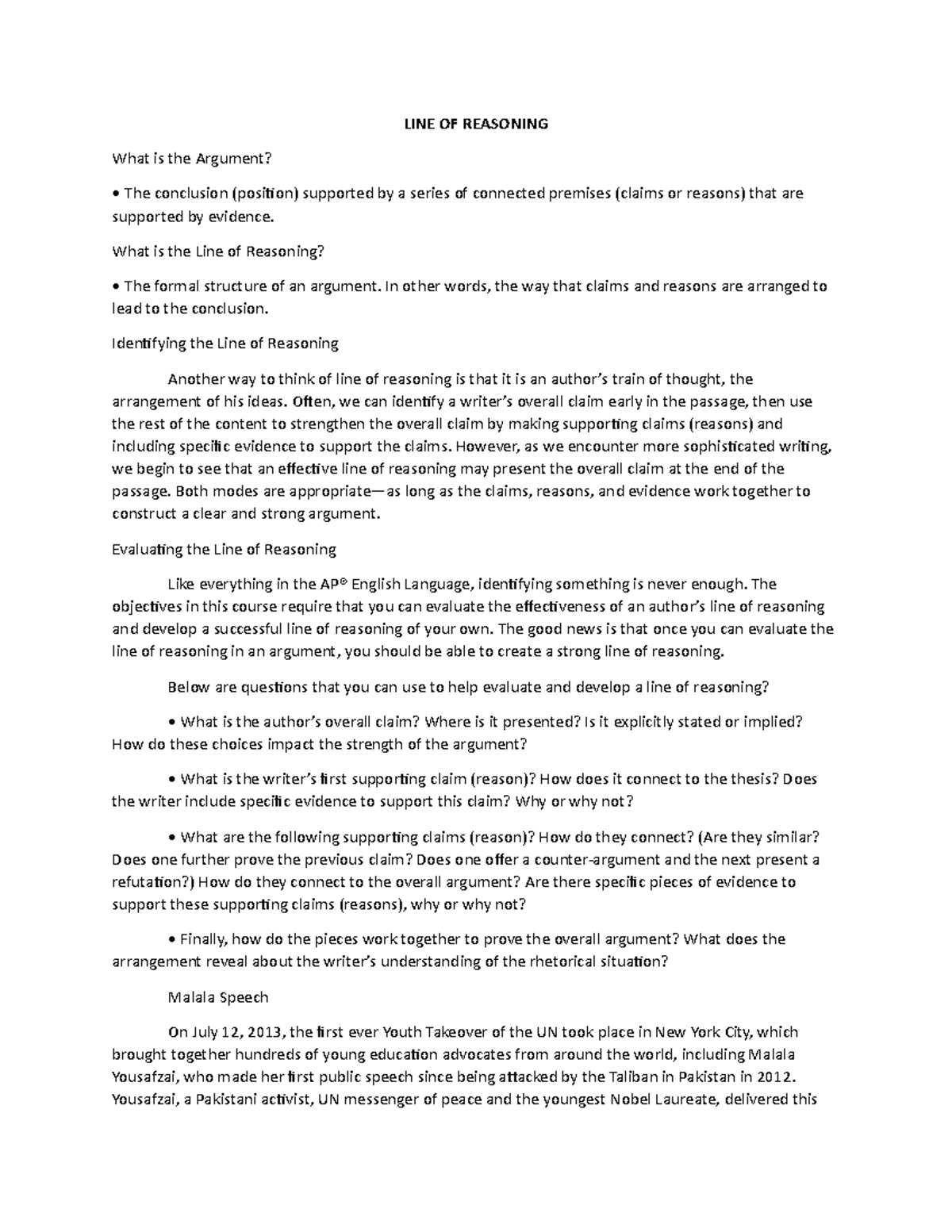 LINE OF Reasoning MALA Activity rawr - LINE OF REASONING What is the ...