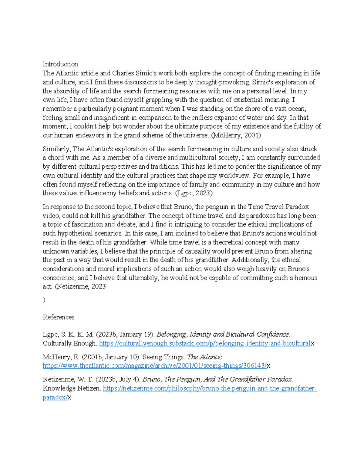 Philosophy Discussion Forum Unit 2 - Introduction The Atlantic article and Charles Simic's work ...