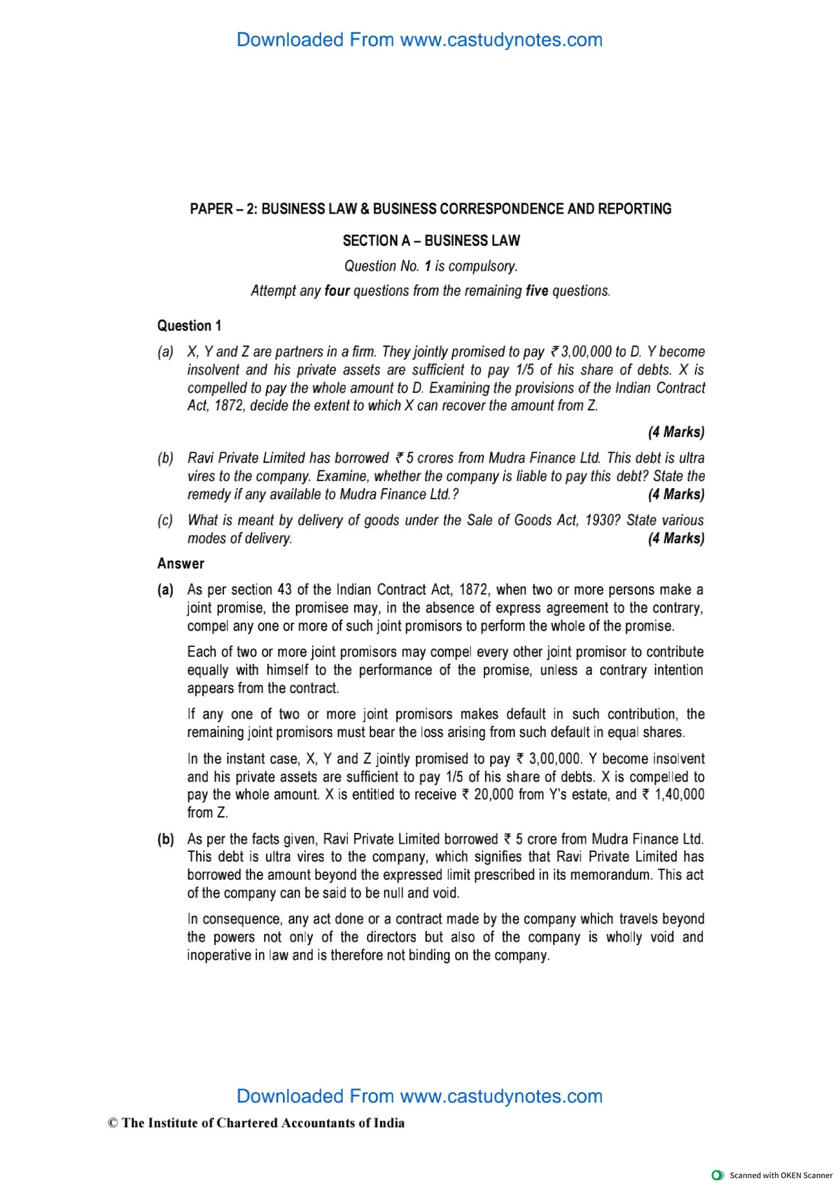 May 2018 business law questions and answers - Downloaded From PAPER 2 ...