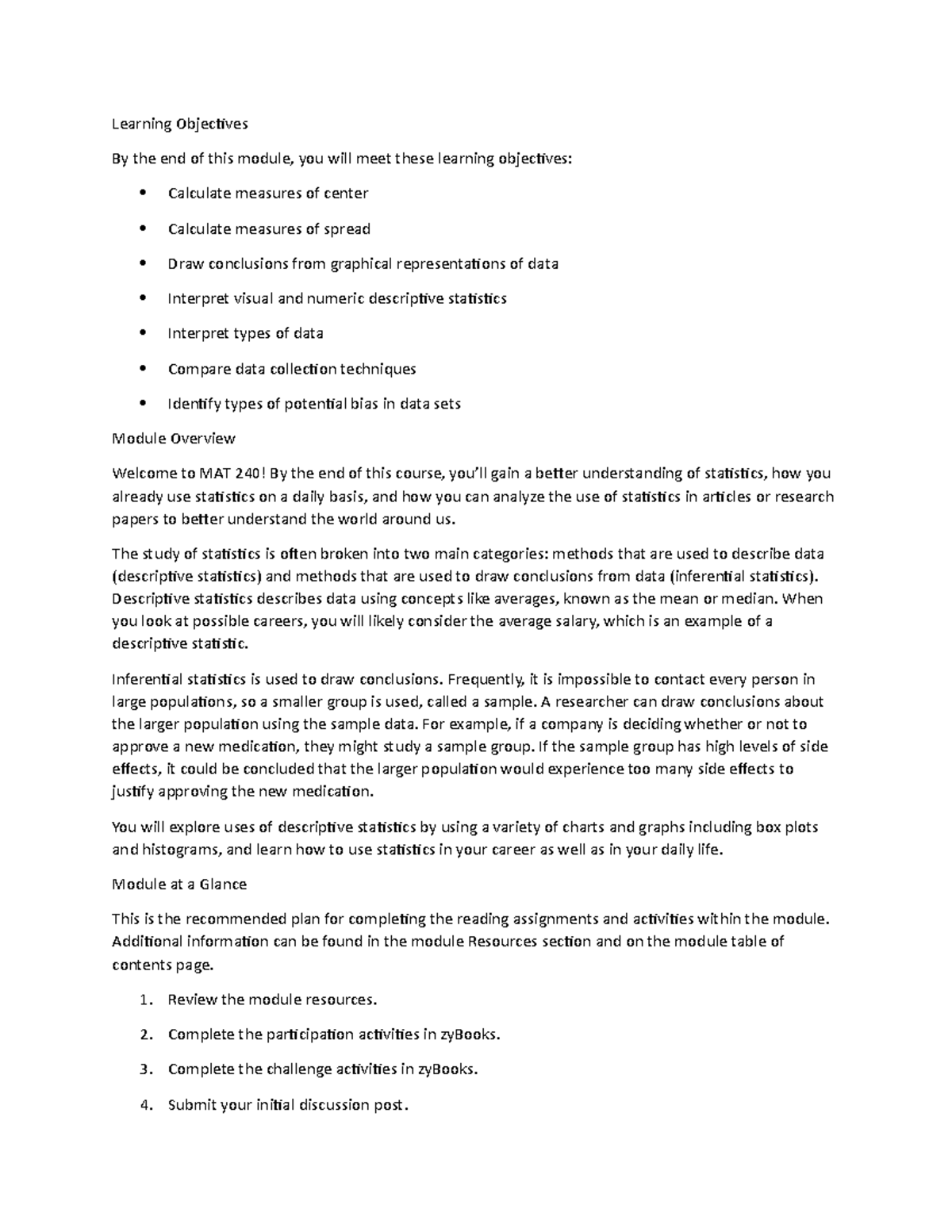 Module 1s - Learning Objectives By the end of this module, you will ...