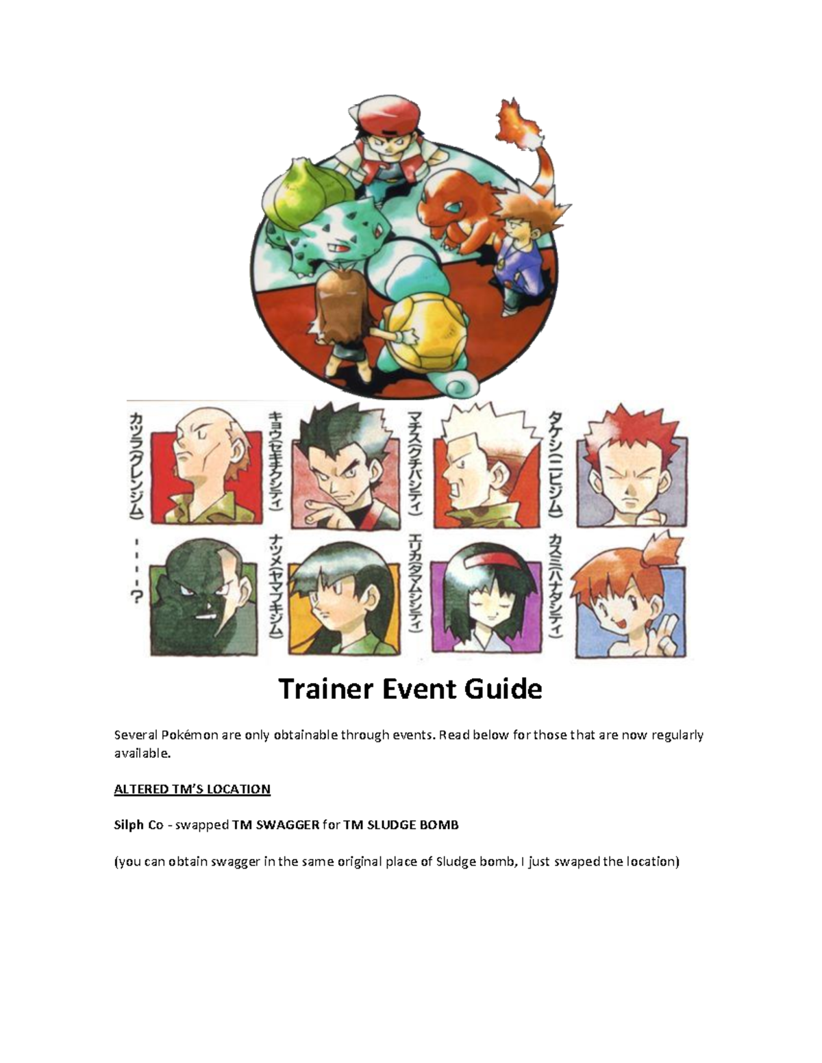 Trainers-Event-Guide - Trainer Event Guide Several PokÈmon are only obtainable through events ...
