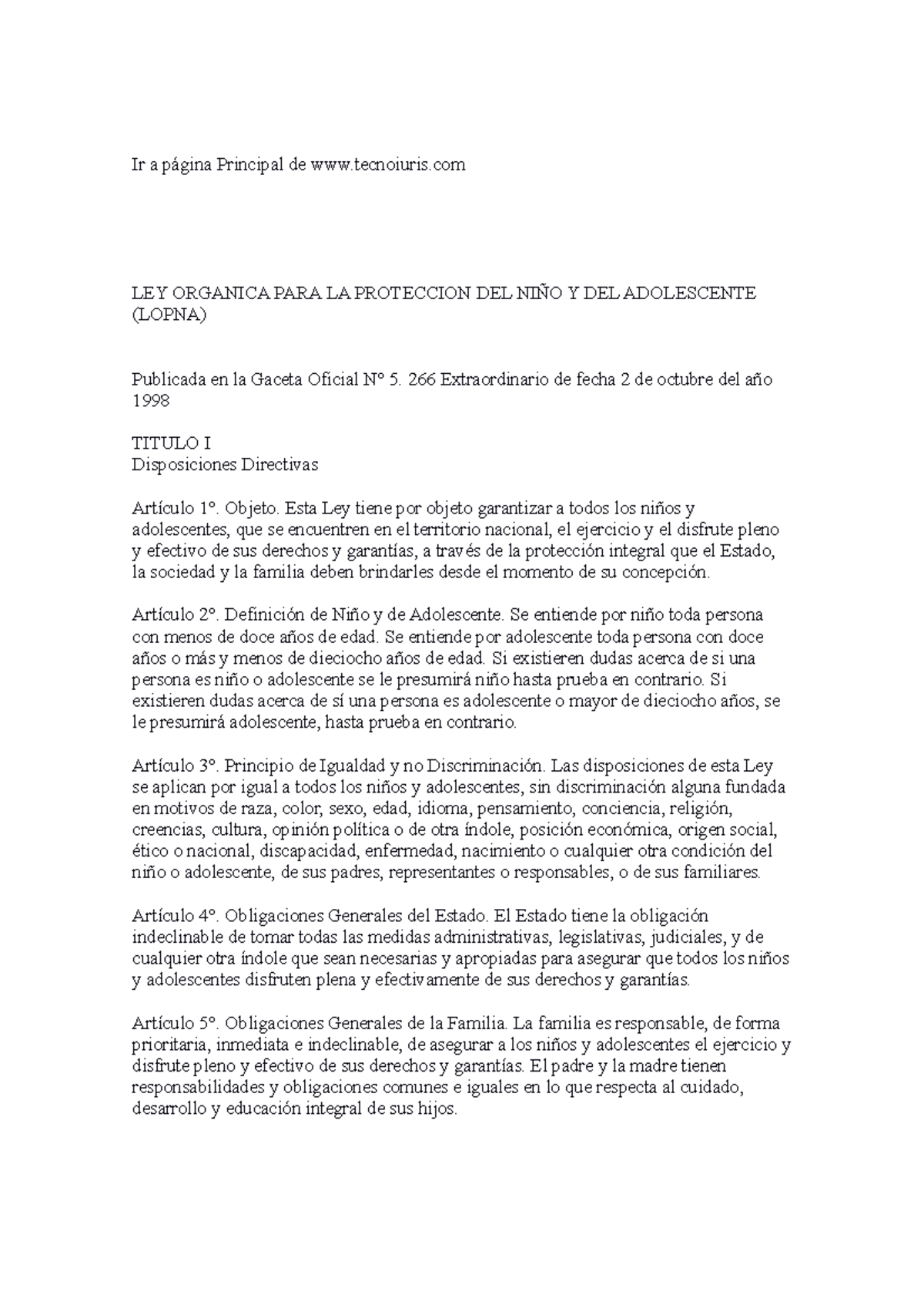 Lopna - Niños y niñas defensa - Ir a página Principal de tecnoiuris LEY ...