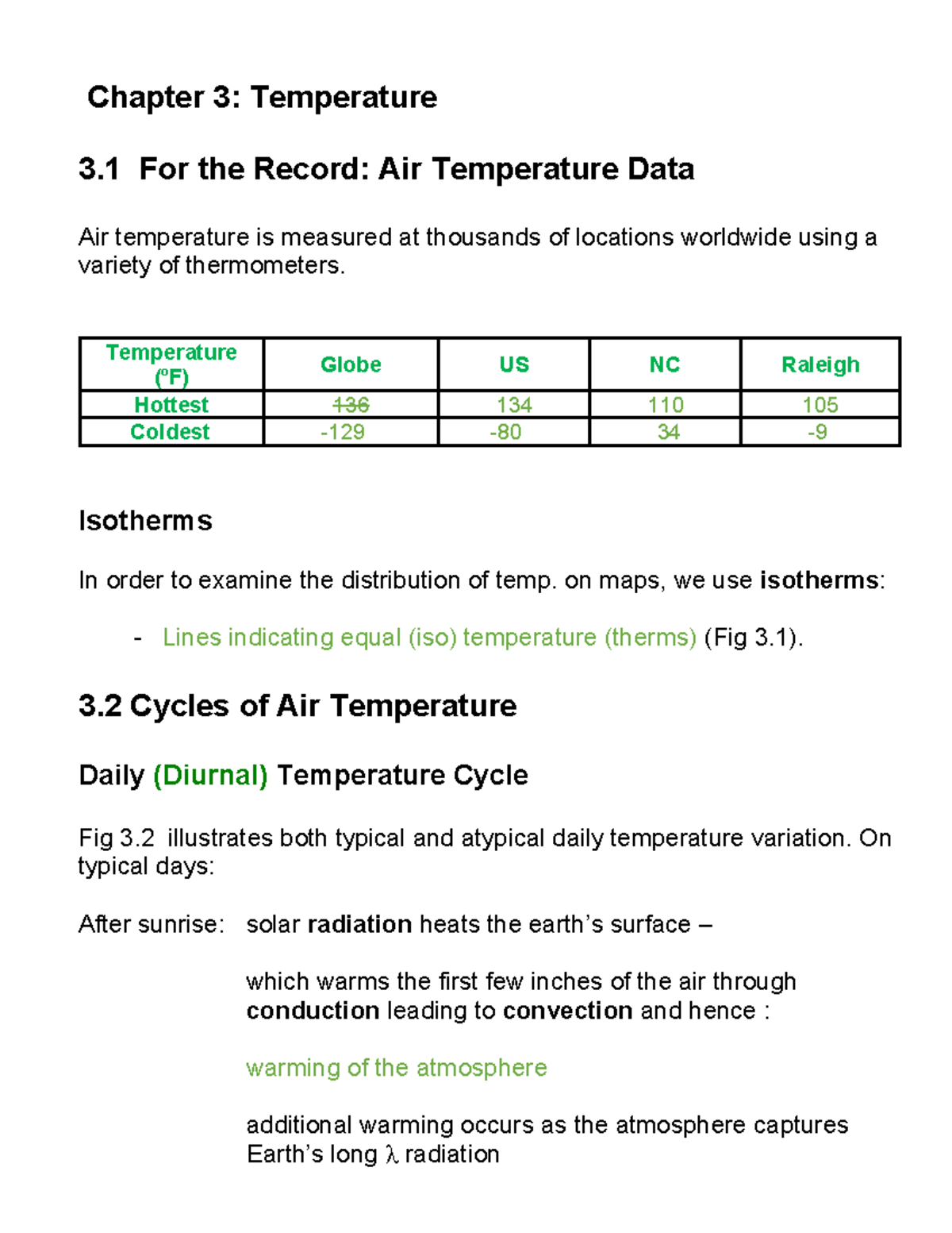 MEA 130-Chapter 3 Notes - Chapter 3: Temperature 3 For the Record: Air ...
