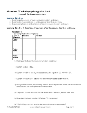 Lesson 4 Integumentary System - Worksheet D236 Pathophysiology ...