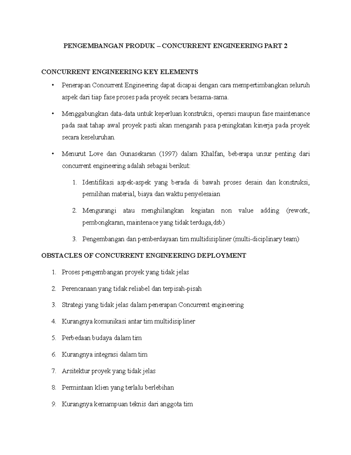 Product Development Concurrent Engineering Key Elements - PENGEMBANGAN ...