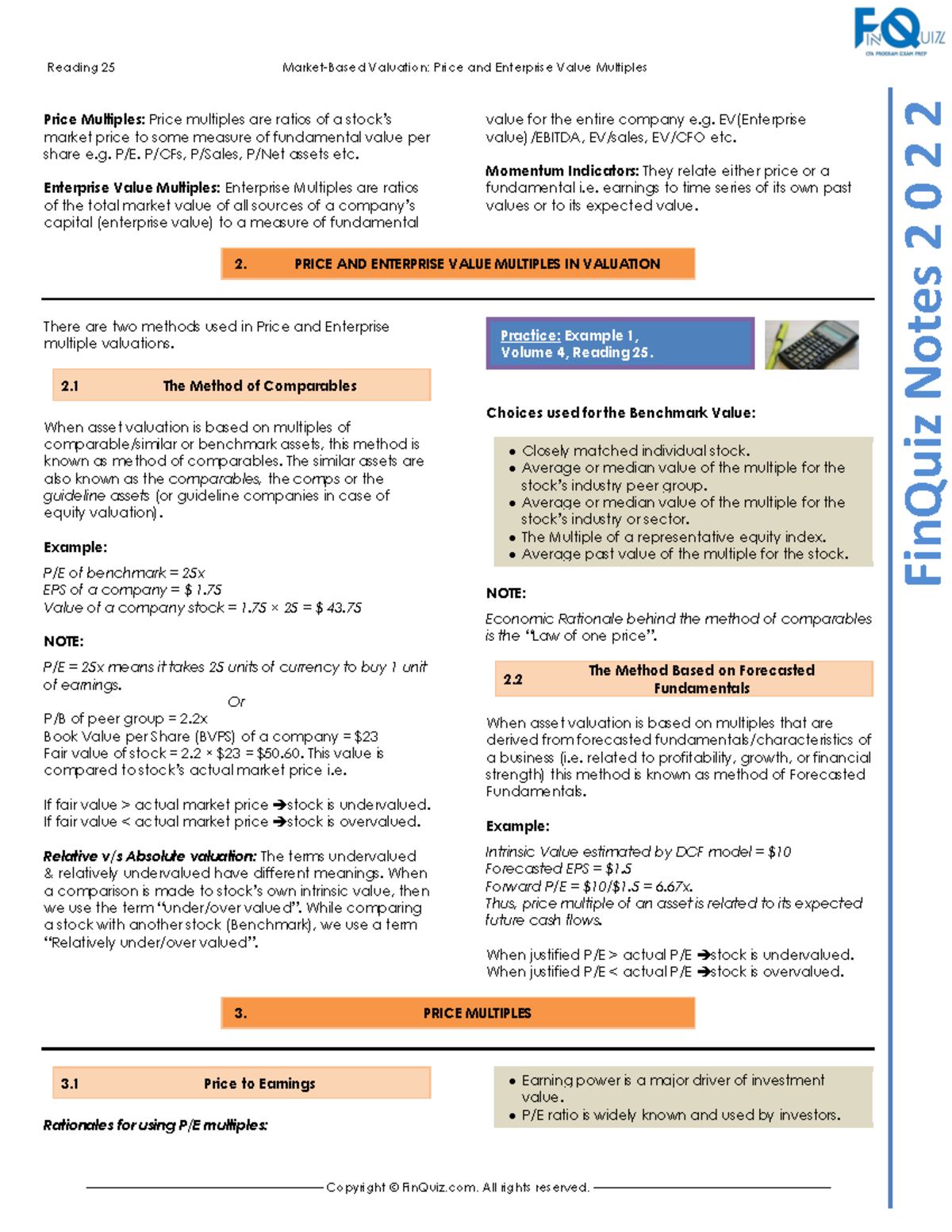 Fin Quiz - Curriculum Note, Study Session 10, Reading 25-2 - Reading 25 ...