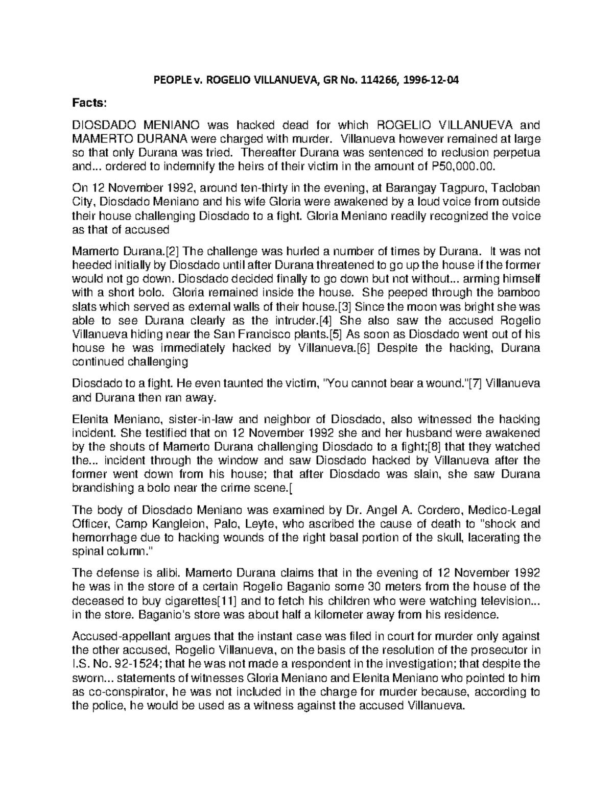 People v. Rogelio Villanueva, GR No. 114266, 1996-12-04 - PEOPLE v. ROGELIO VILLANUEVA, GR No ...