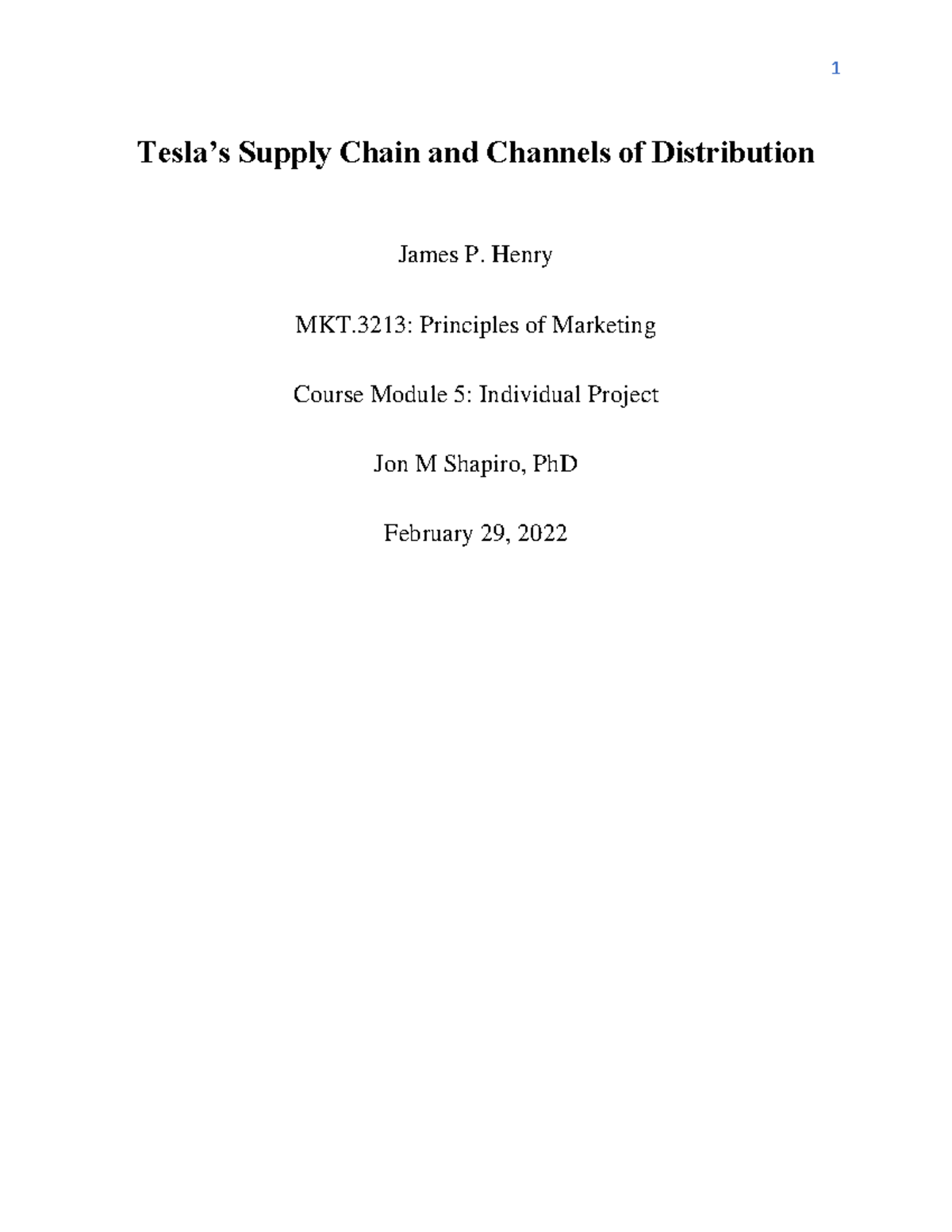 Module 5 Assignment - Tesla’s Supply Chain and Channels of Distribution ...