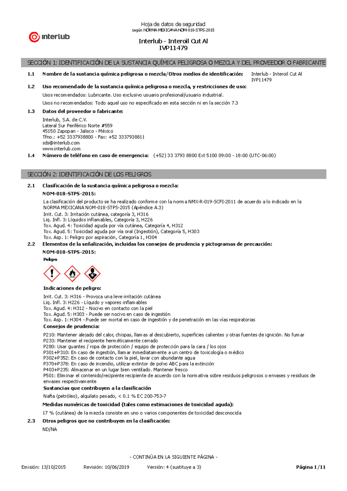 Interoil Cut Al - IVP11479 - Interlub - Interoil Cut Al IVP según NORMA ...