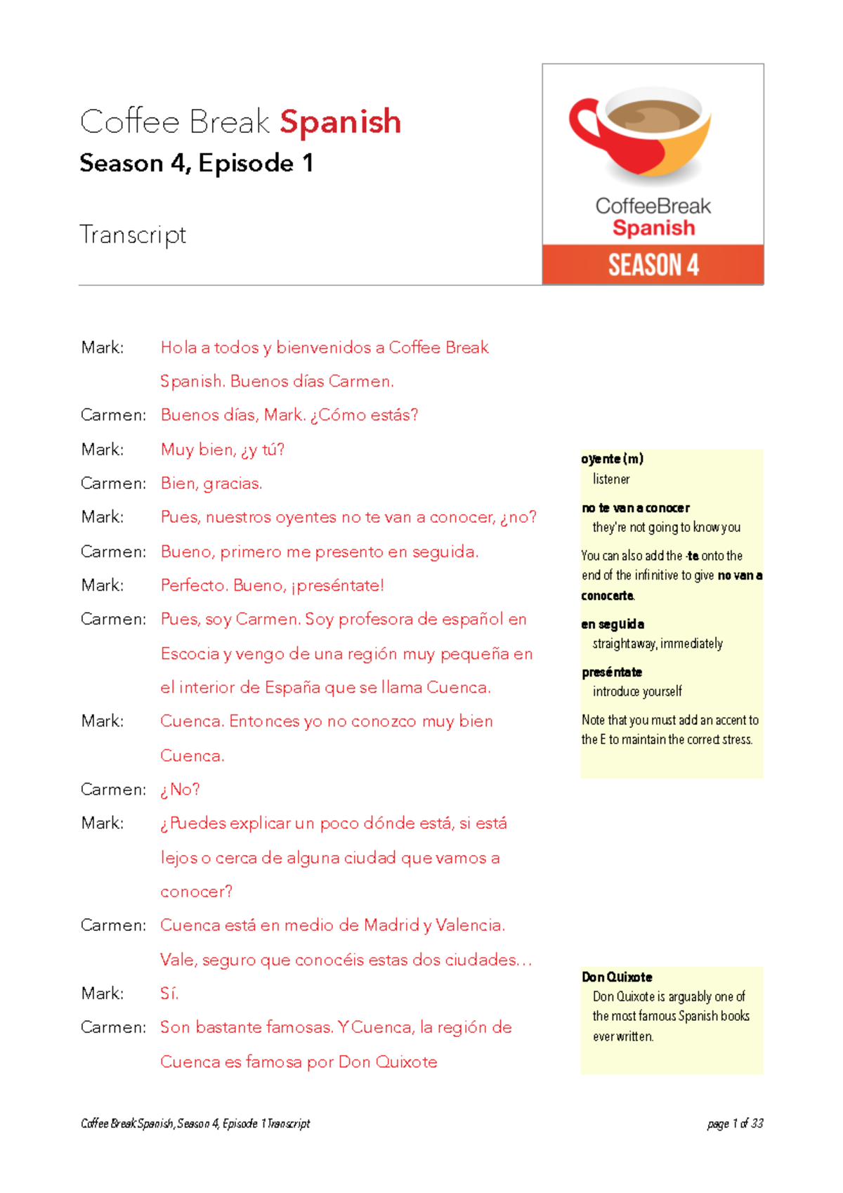 Cbs-401-transcript - Transcript Document for Epsiode 1 of Coffee Break ...