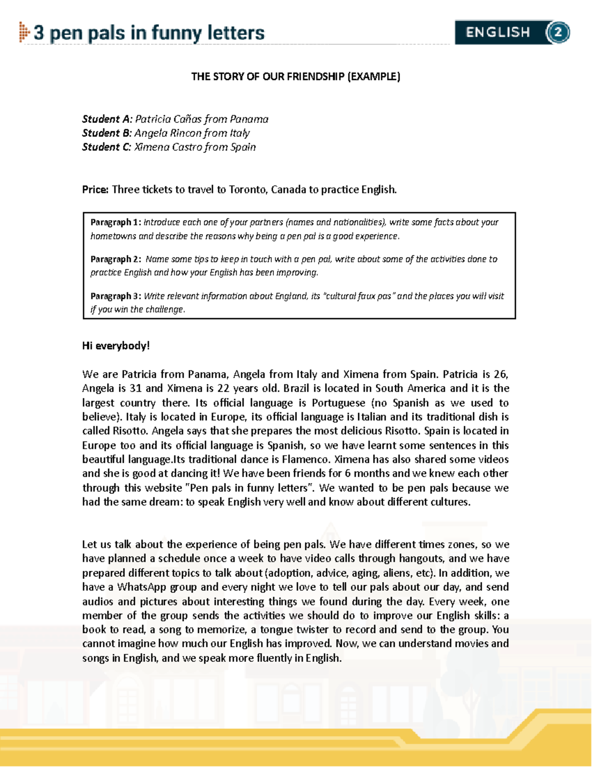 The story of our friendship example - THE STORY OF OUR FRIENDSHIP ...