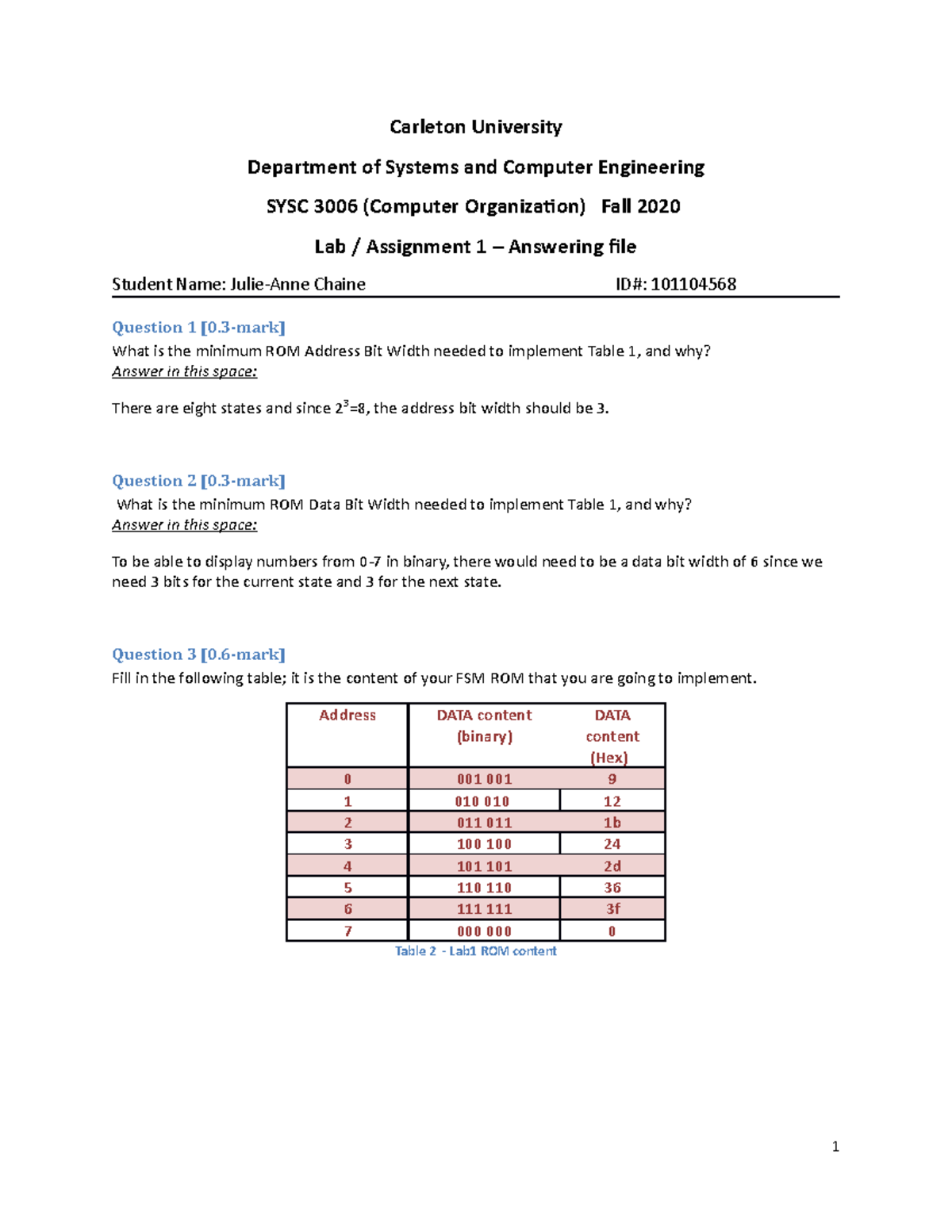 Lab1 F20 Answering file - Carleton University Department of Systems and Computer Engineering ...